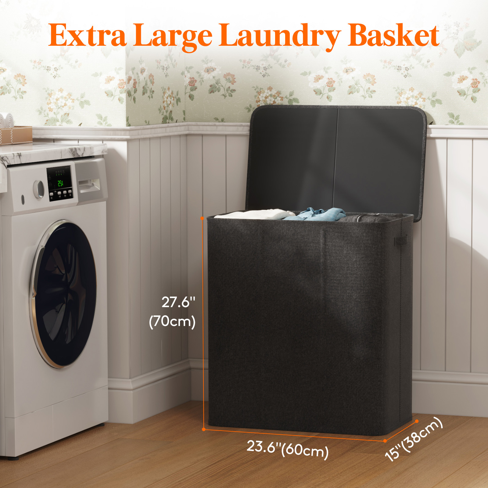 Basket 3 Compartments 160l Laundry,extra Large Washing Basket With Lid ...