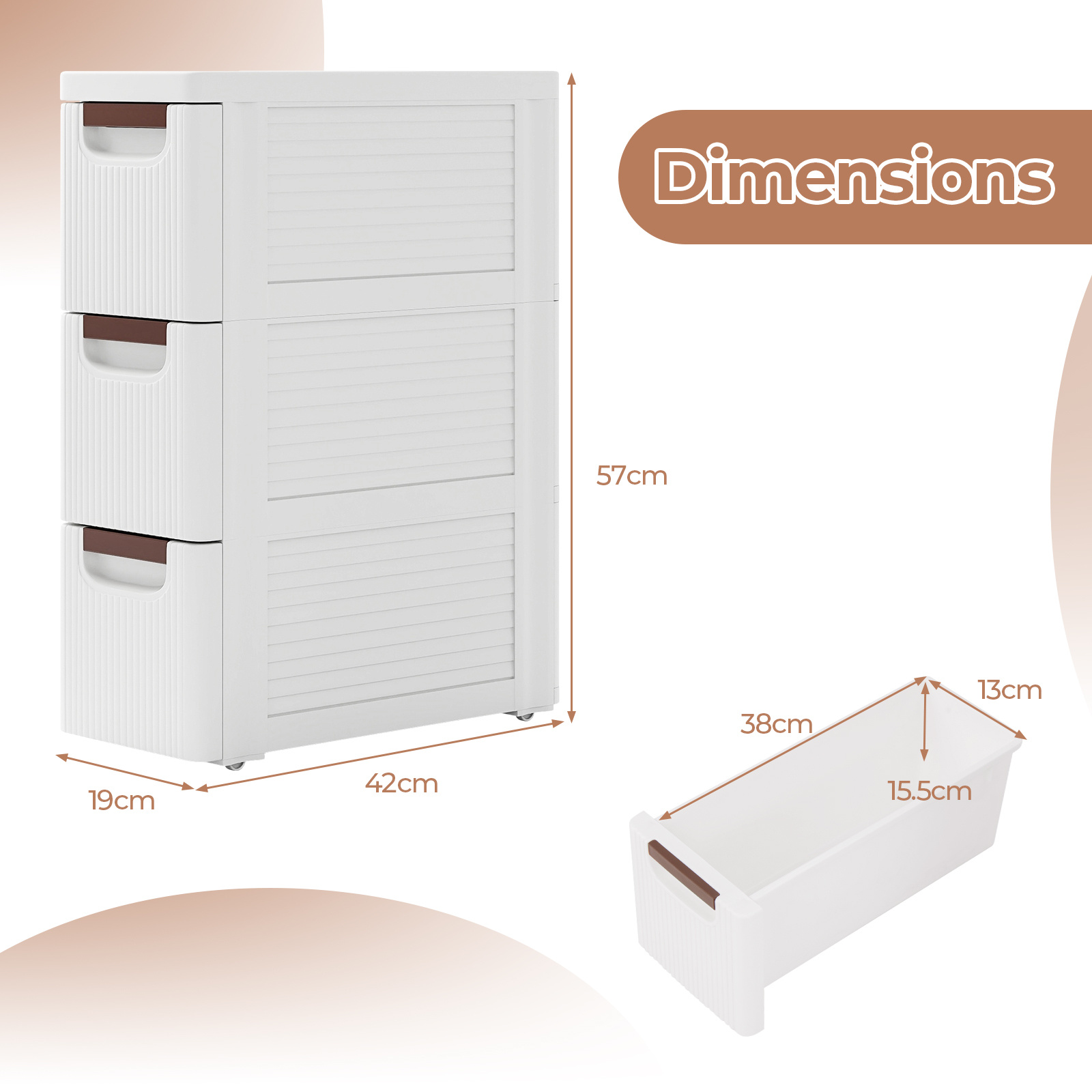 3 drawer Rolling Organizer Narrow Storage - Temu ed