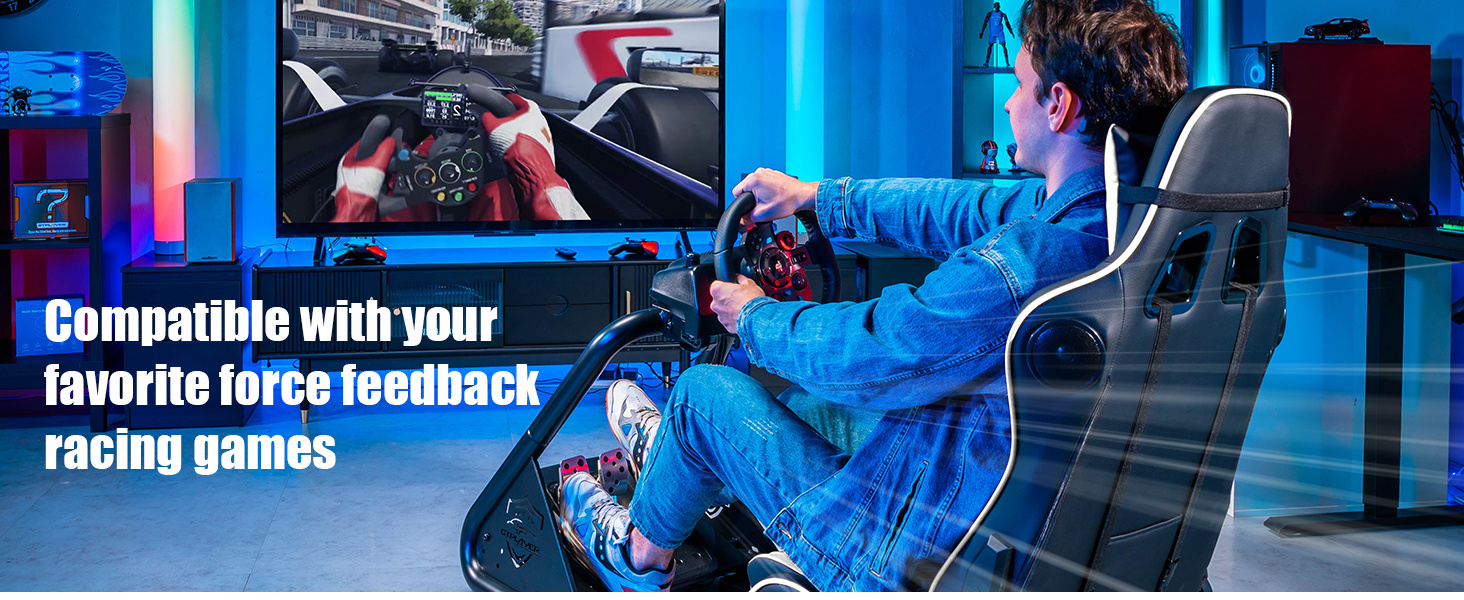 Racing Simulator Cockpit With Seat, Sim Racing Cockpit Multi-function ...