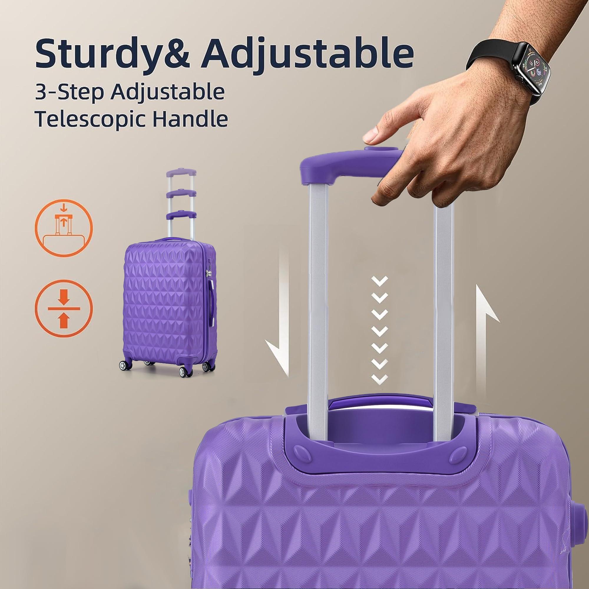 Large Lightweight Abs Hard Shell Travel Hold Check In - Temu United