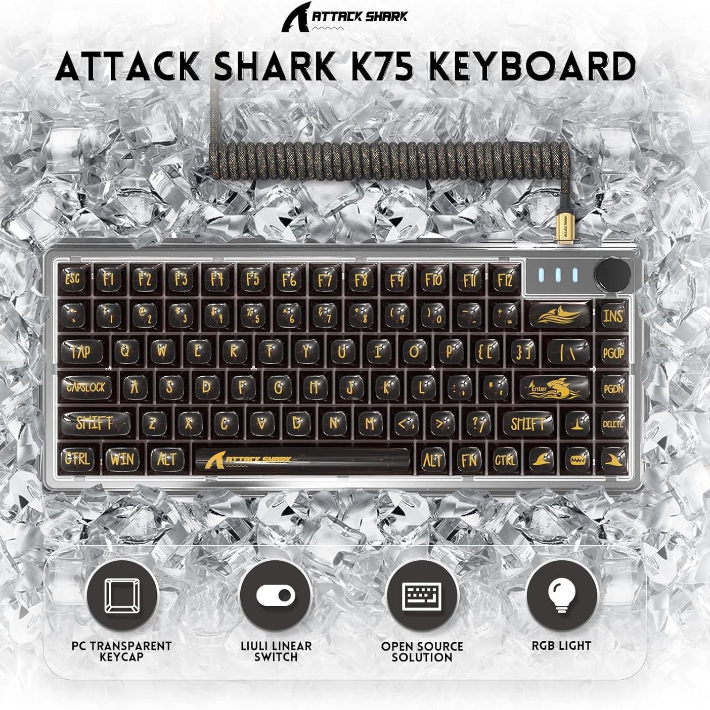 K75 Mechanical Keyboard Transparent Pc Keycaps Custom Rgb - Temu United