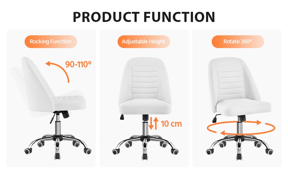 Office Chair Armless Computer Chair With Adjustable Seat Height, Tufted ...