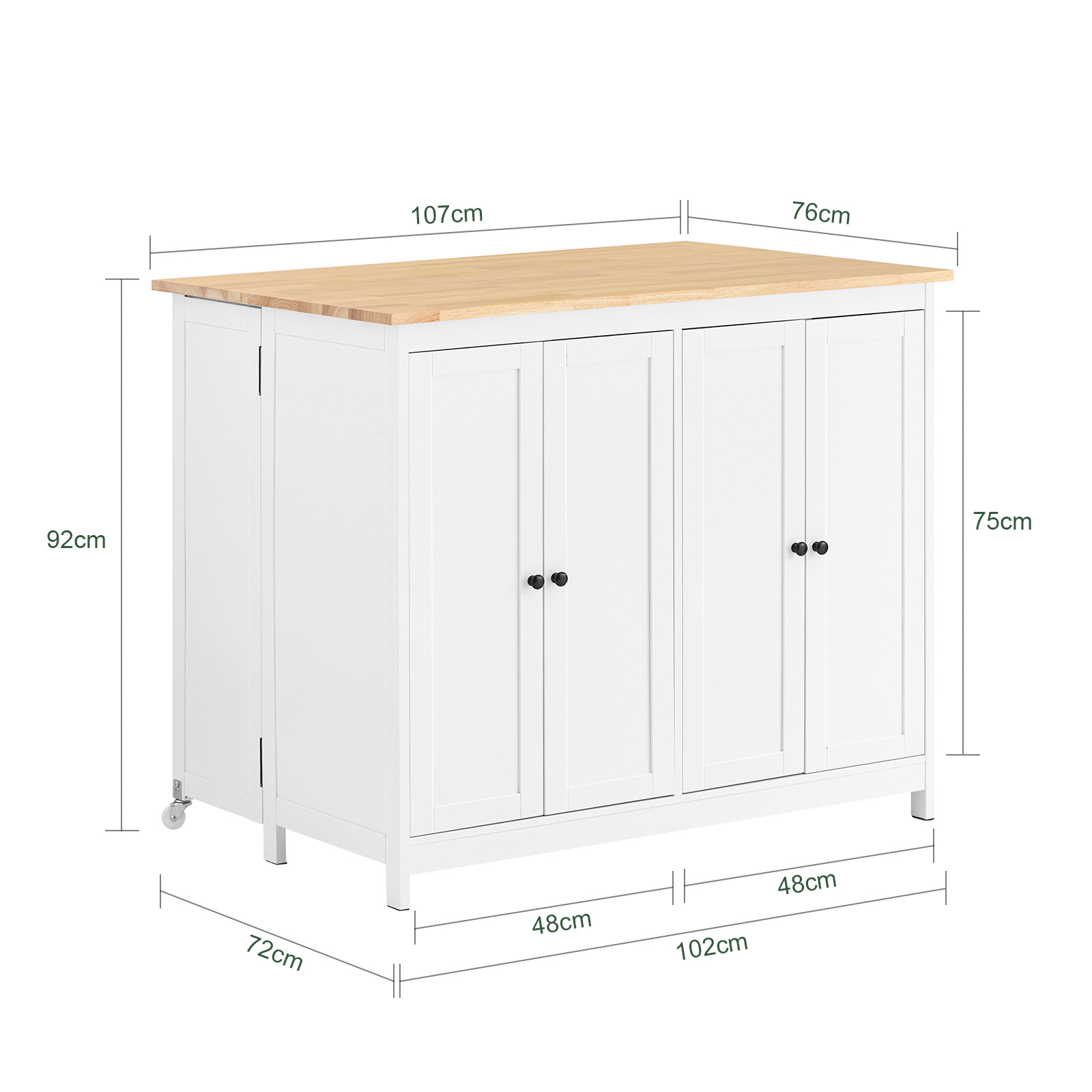 Storage Sideboard With Countertop Kitchen Island Multiple With 4 Doors ...