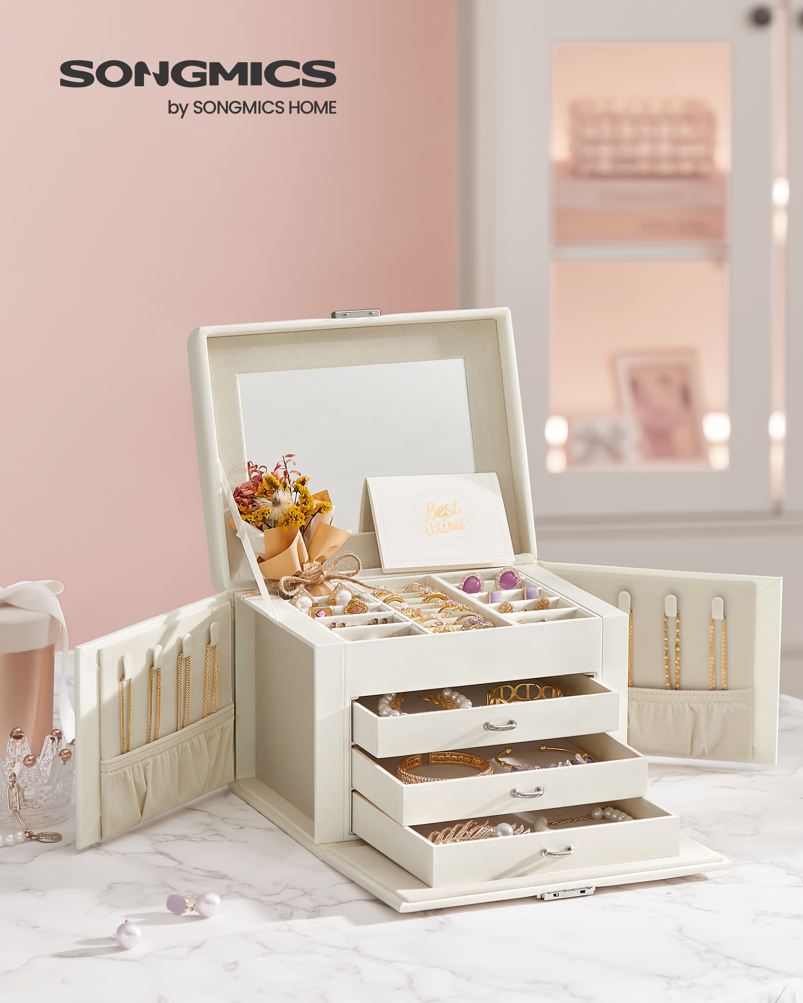 4 tier Jewellery Box Lockable Jewellery Organiser - Temu United