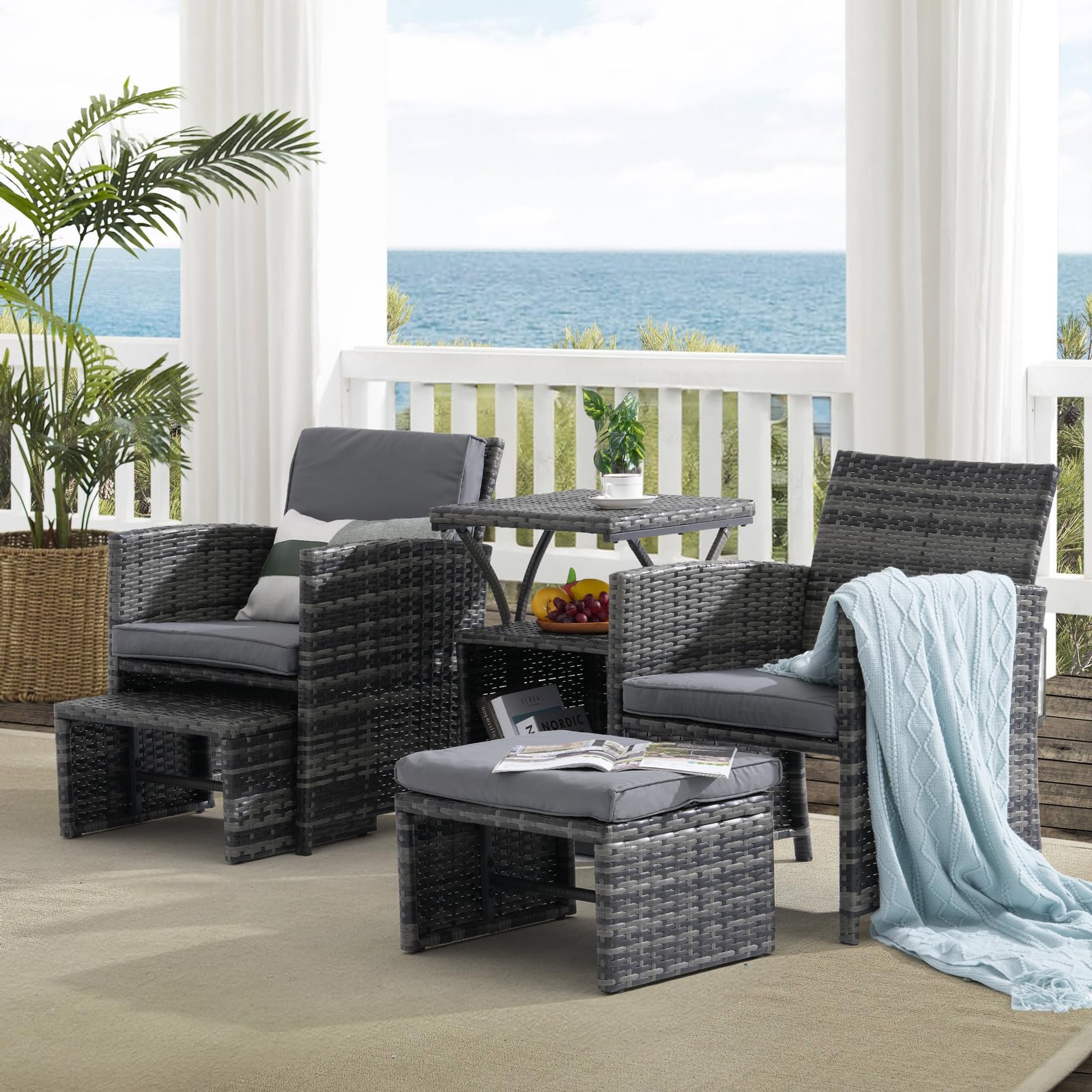 Patio Furniture Set Outdoor Set Ottoman Pe - Temu United