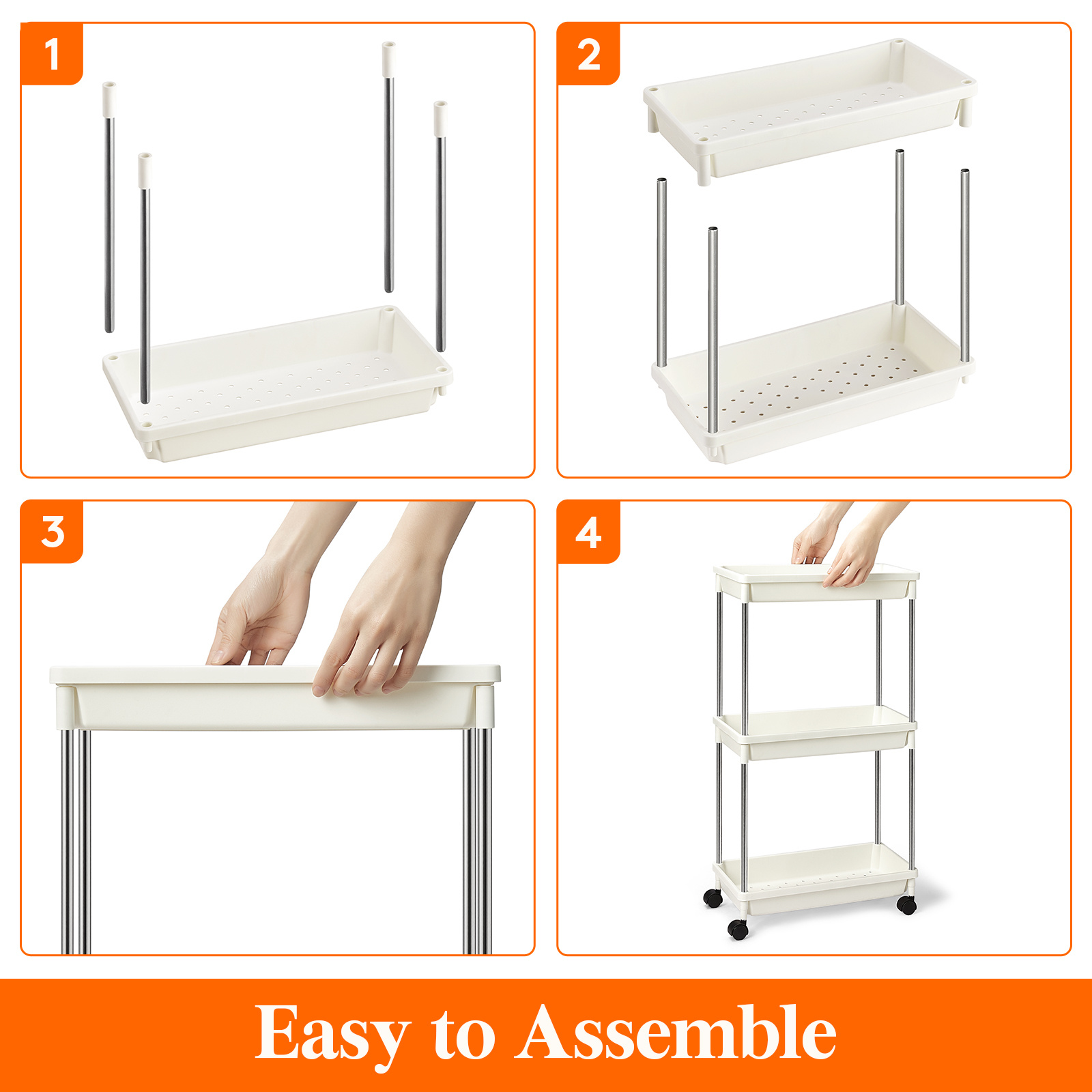 3 tier Storage Trolley Narrow Storage Space saving - Temu ed