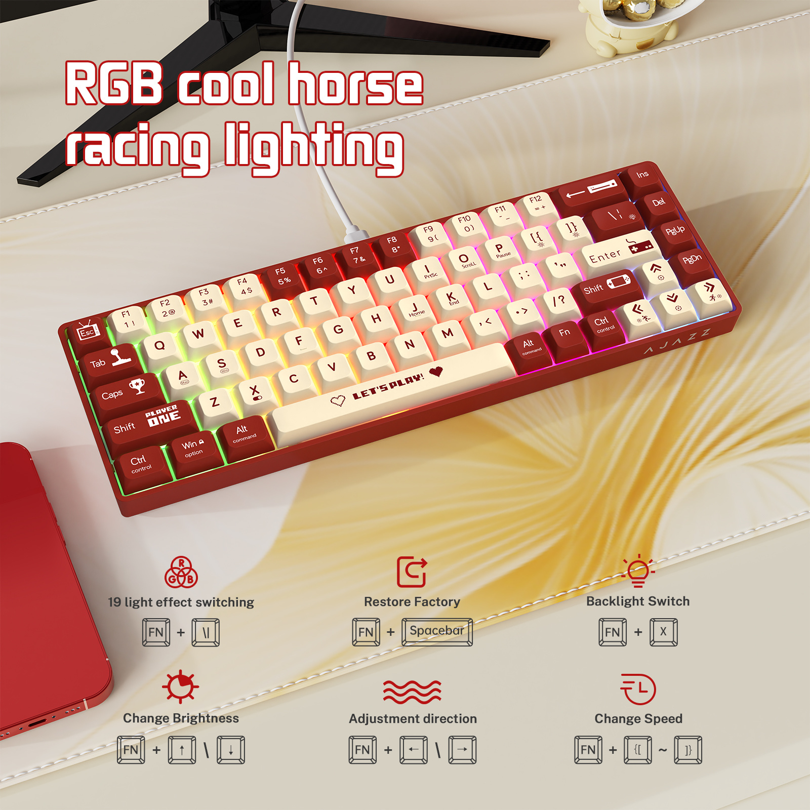 Ak680 Mechanical Keyboard 68 Key 60 Hot Swappable - Temu United