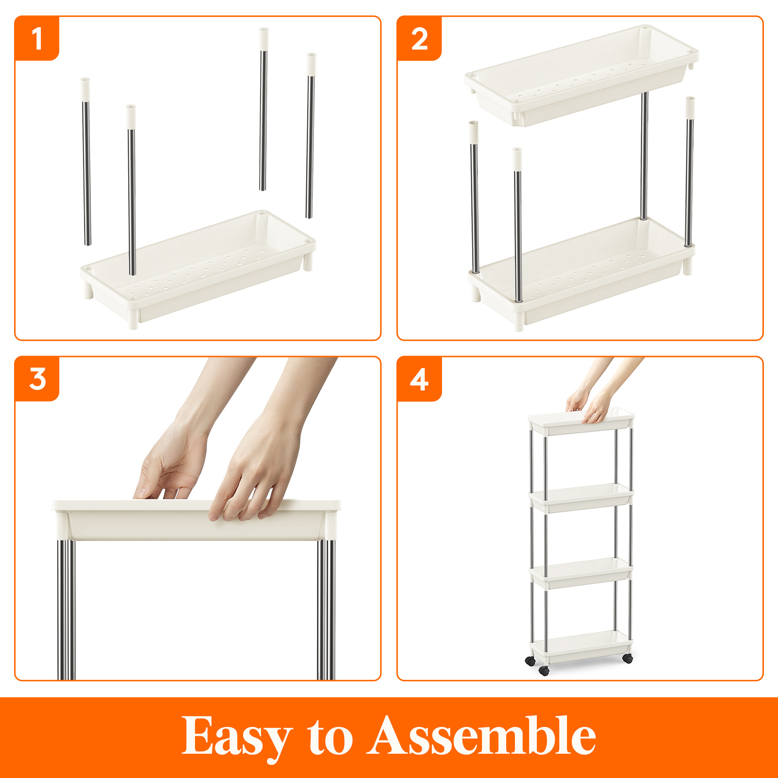 Rolling Bathroom Kitchen Trolley Wheels 4 tier Storage - Temu United