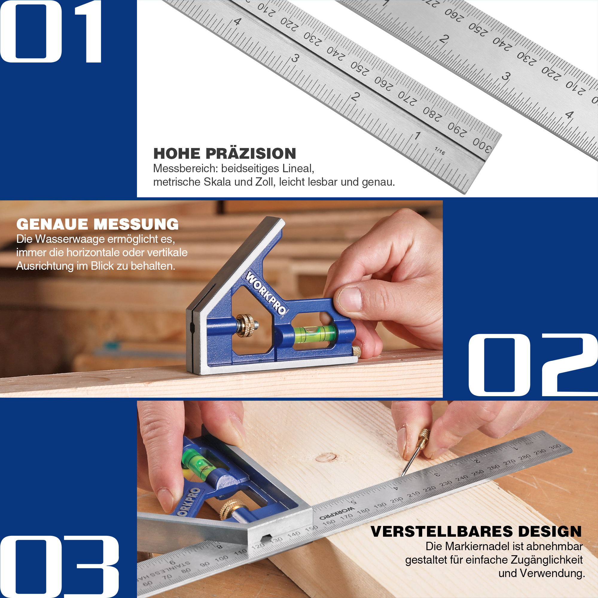 Combination Angle 300mm, Stop Angle Universal Angle With Spirit Level ...