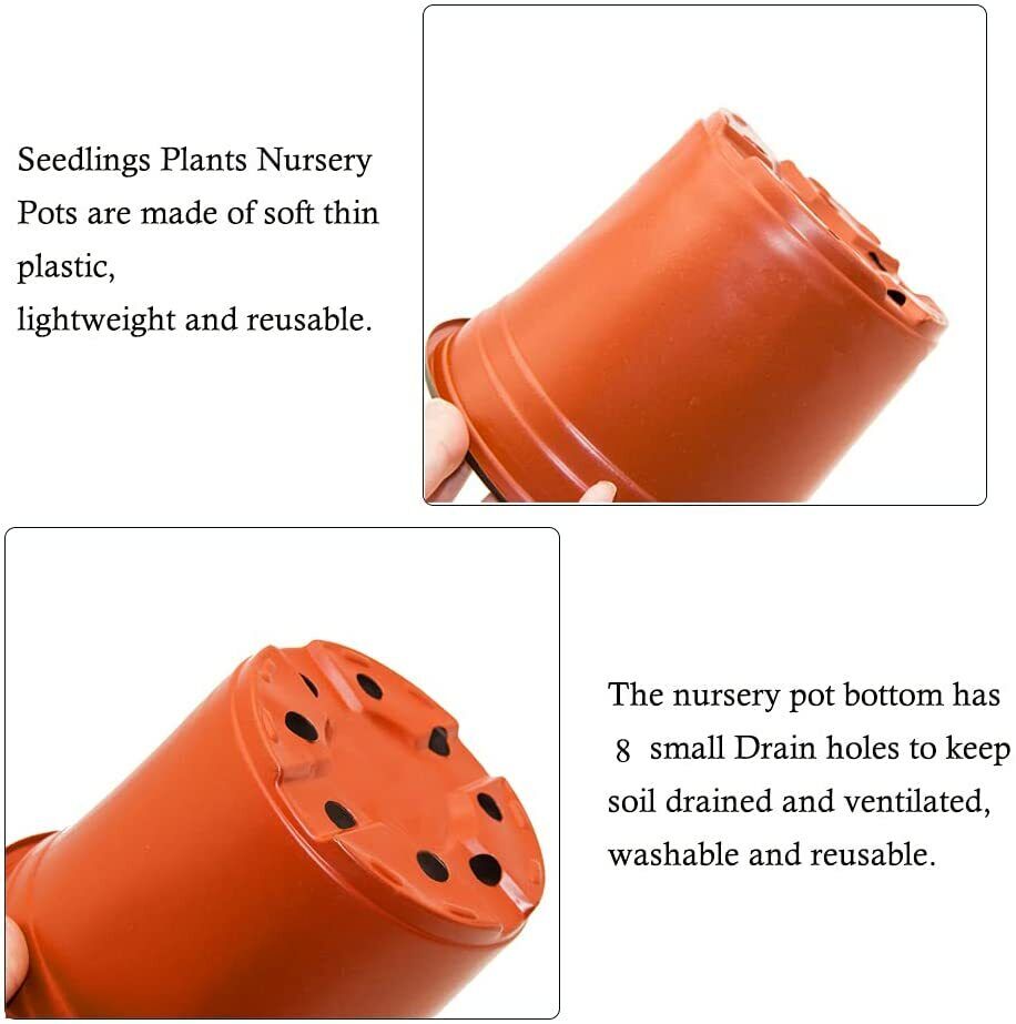 100x Plant Pots Plastic Terracotta Bucket Herb Flower Pots Planter Seed ...