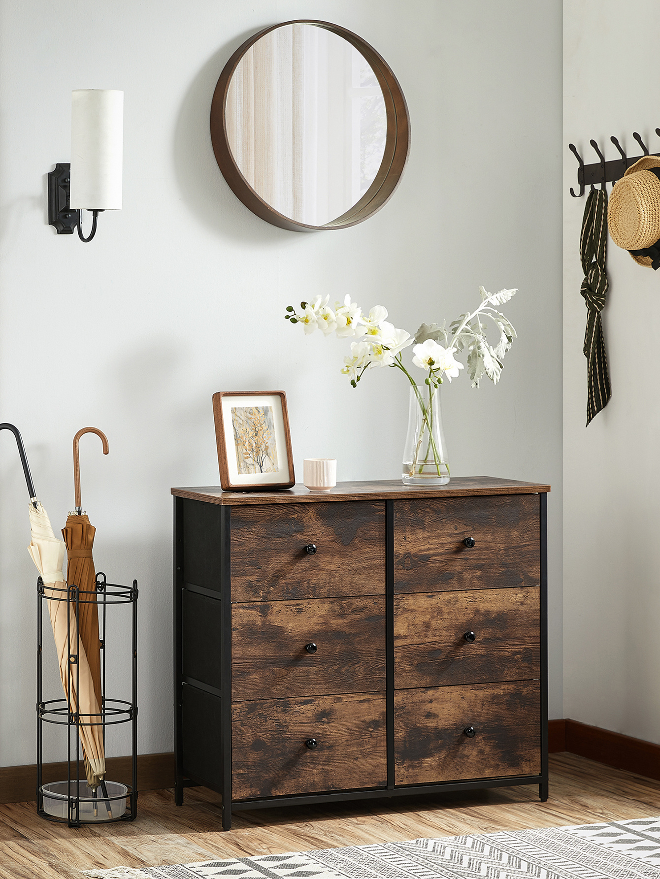 Chest Of Drawers, 6 Fabric Drawers With Metal Frame, Storage Organiser ...