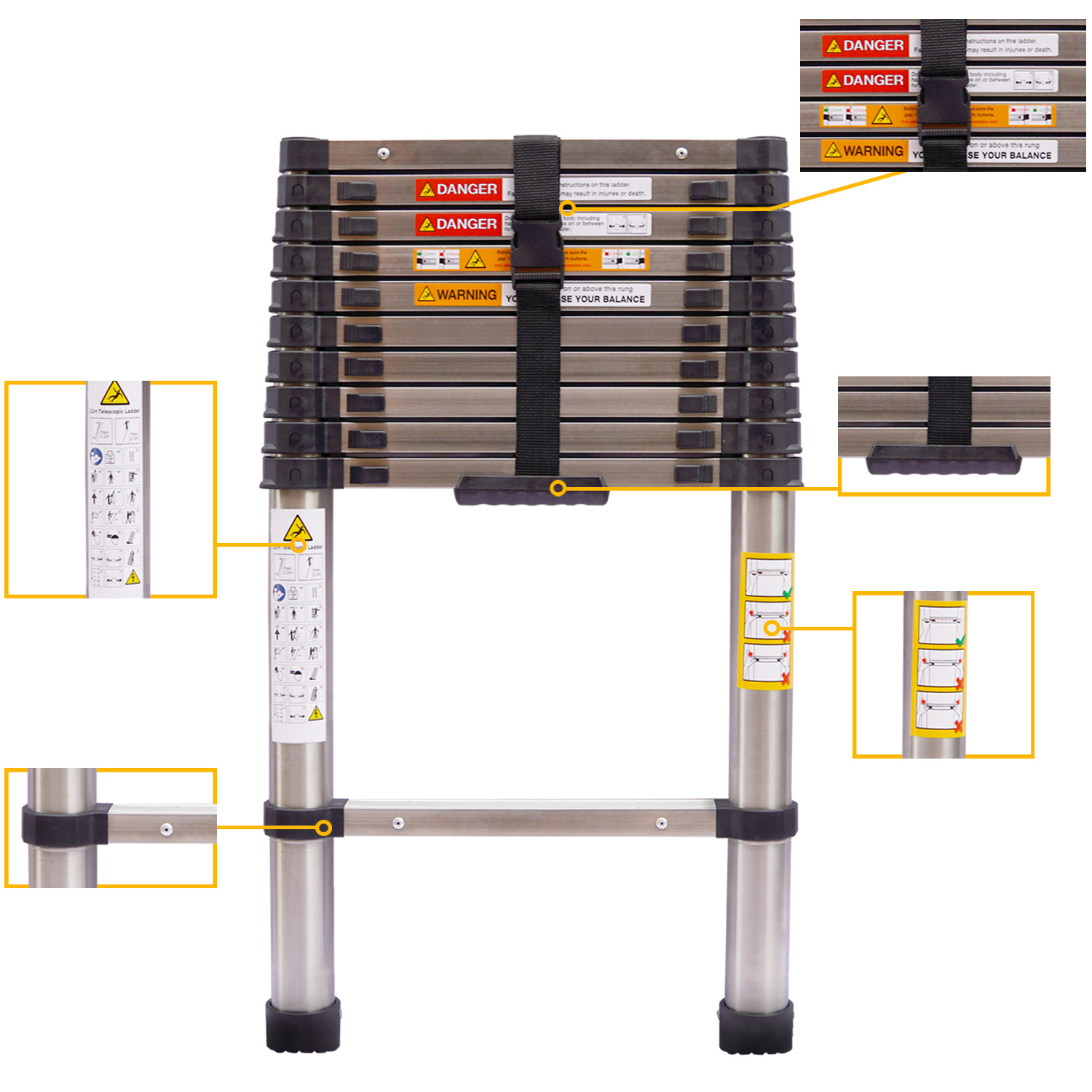 Telescopic Ladder Stainless Steel Ladders Portable - Temu United