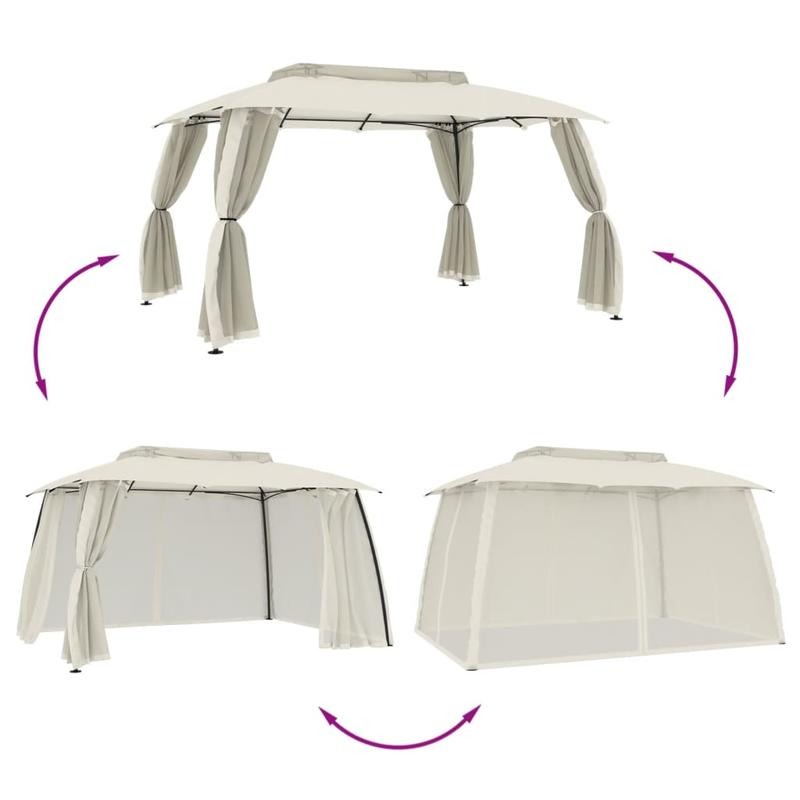 Pavilion Double Roof Mesh Walls Cream Steel - Temu Germany