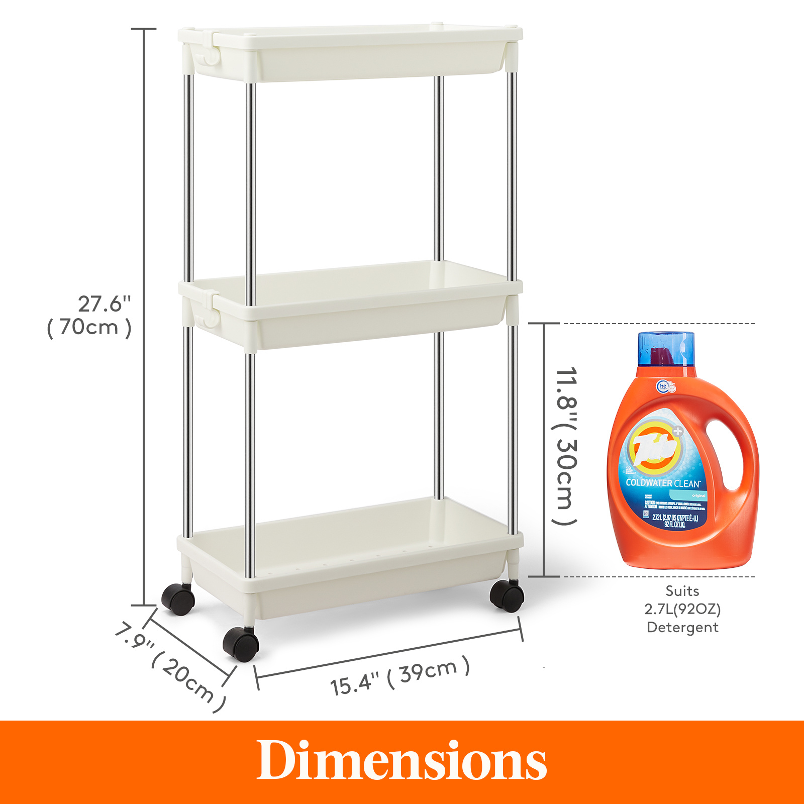 3 tier Storage Trolley Narrow Storage Space saving - Temu ed