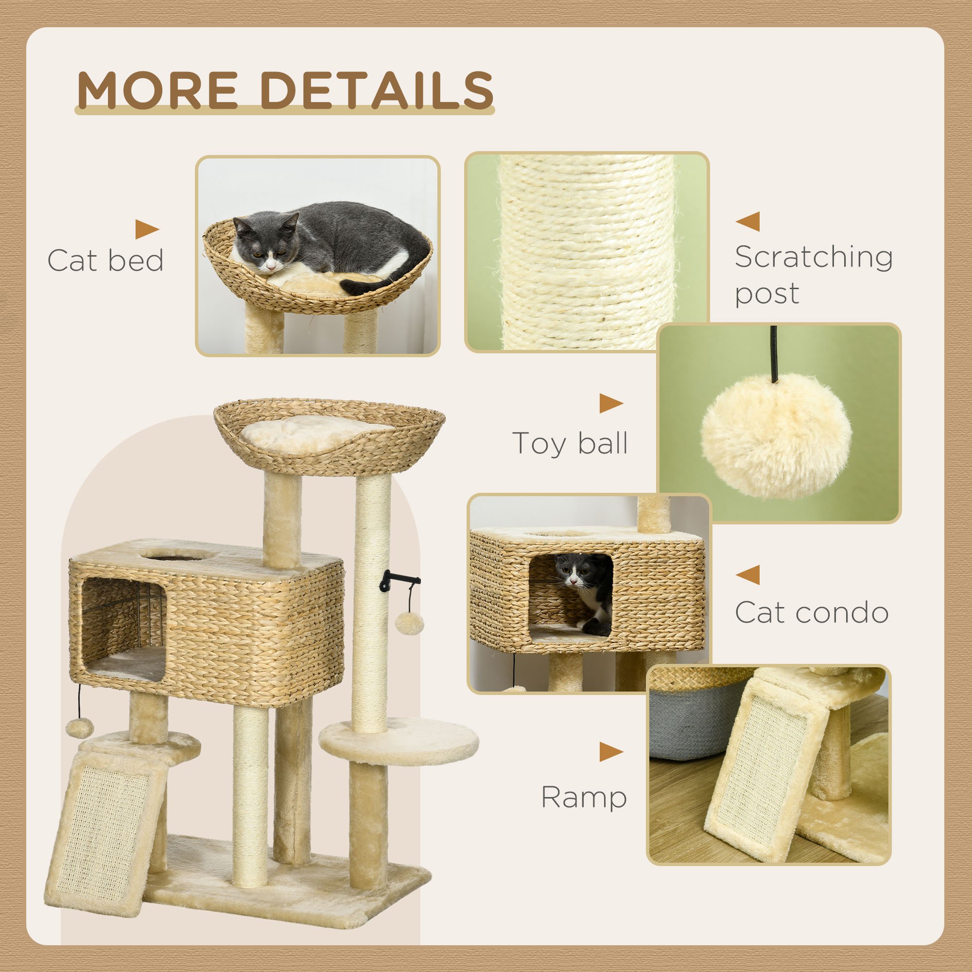 Cat Tree Indoor Cats Cat Tower Scratching Posts Ramp Condo - Temu United