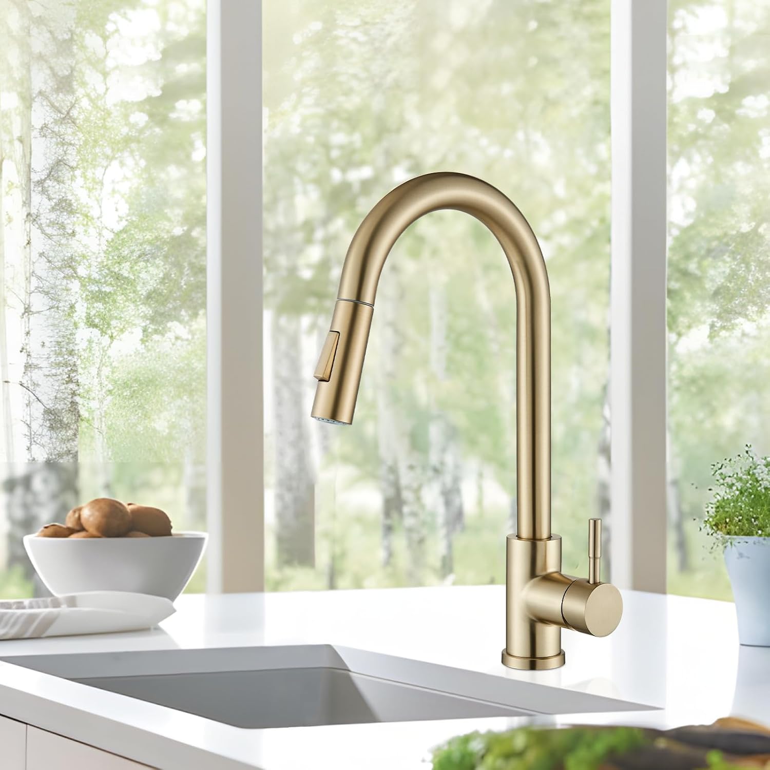 Gold Kitchen Tap Brushed Gold Kitchen Tap Pull Shower High - Temu Germany