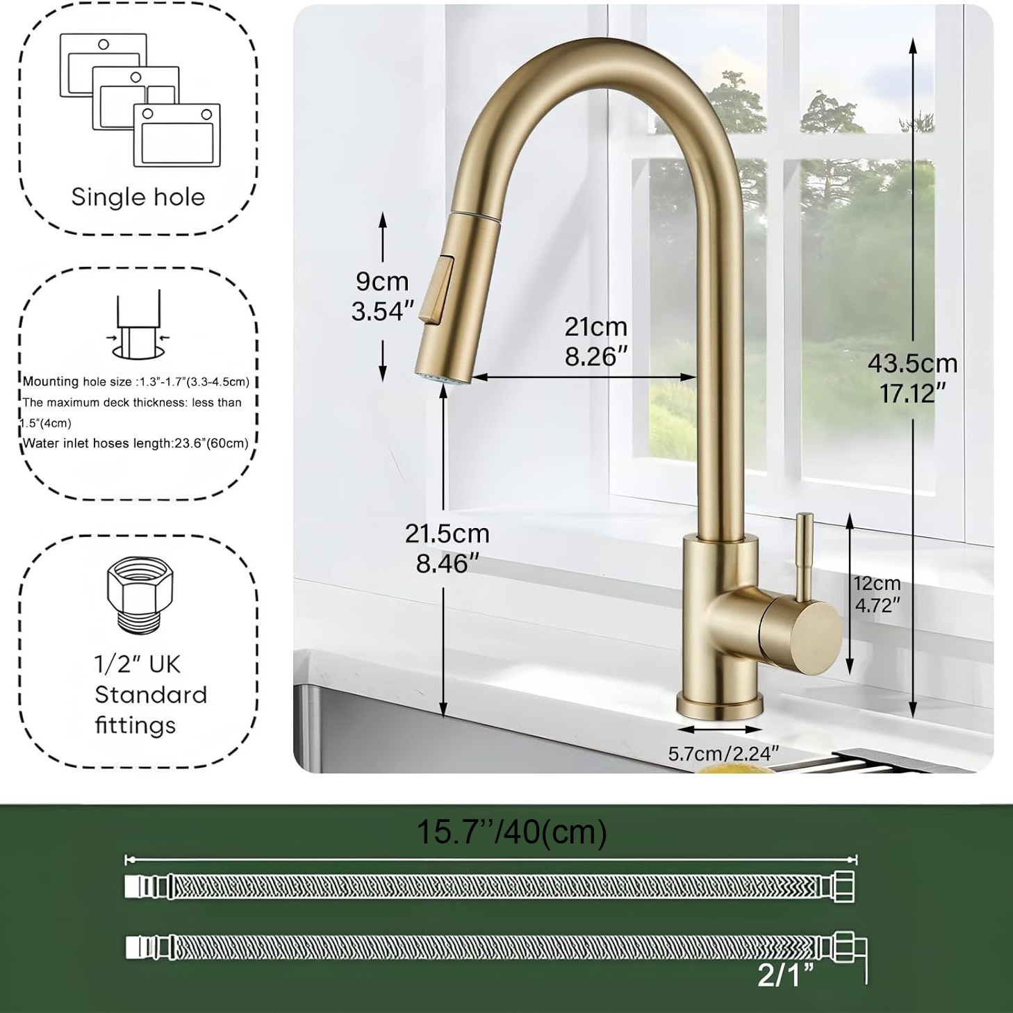 Gold Kitchen Tap Brushed Gold Kitchen Tap Pull Shower High - Temu Germany