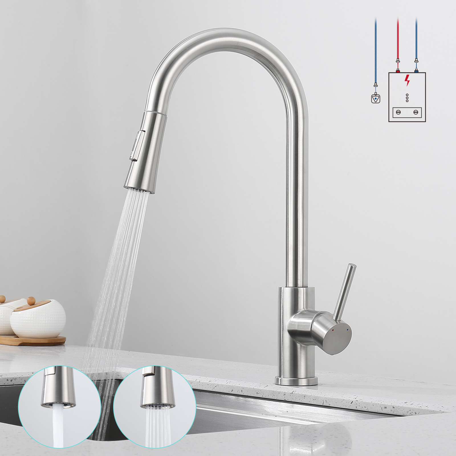 360 Rotatable Kitchen Mixer Tap Stainless Steel - Temu Italy