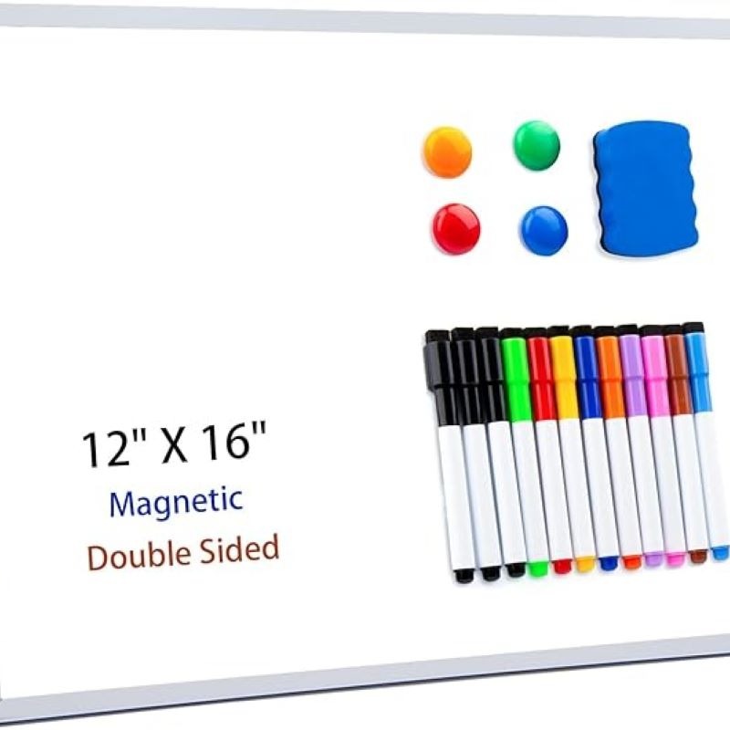 Dry Erase Small Whiteboard, 12" X 16" Double Sided Desktop Whiteboard ...