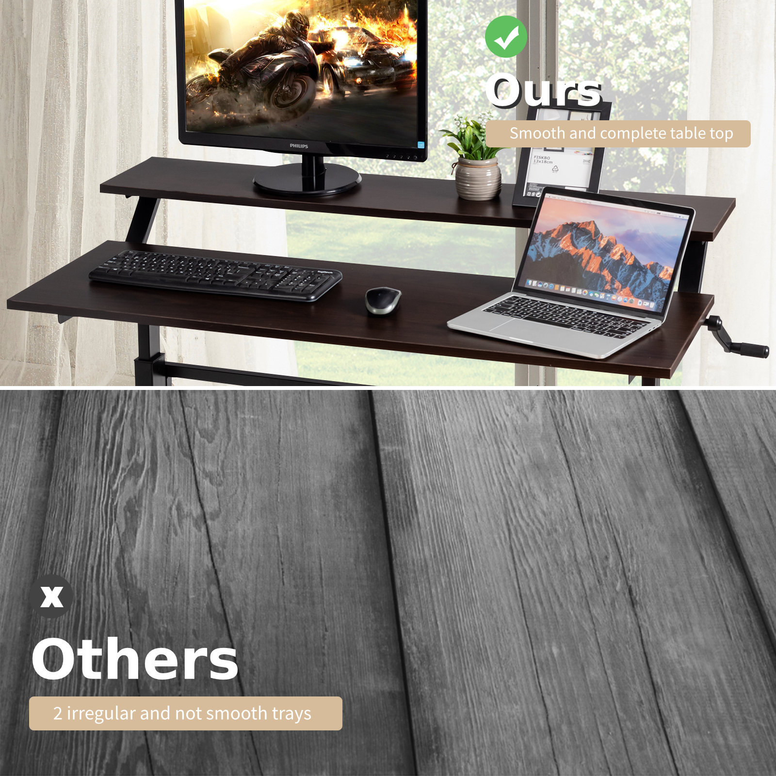 2-tier Adjustable Height Standing Desk Sit To Stand Workstation With ...