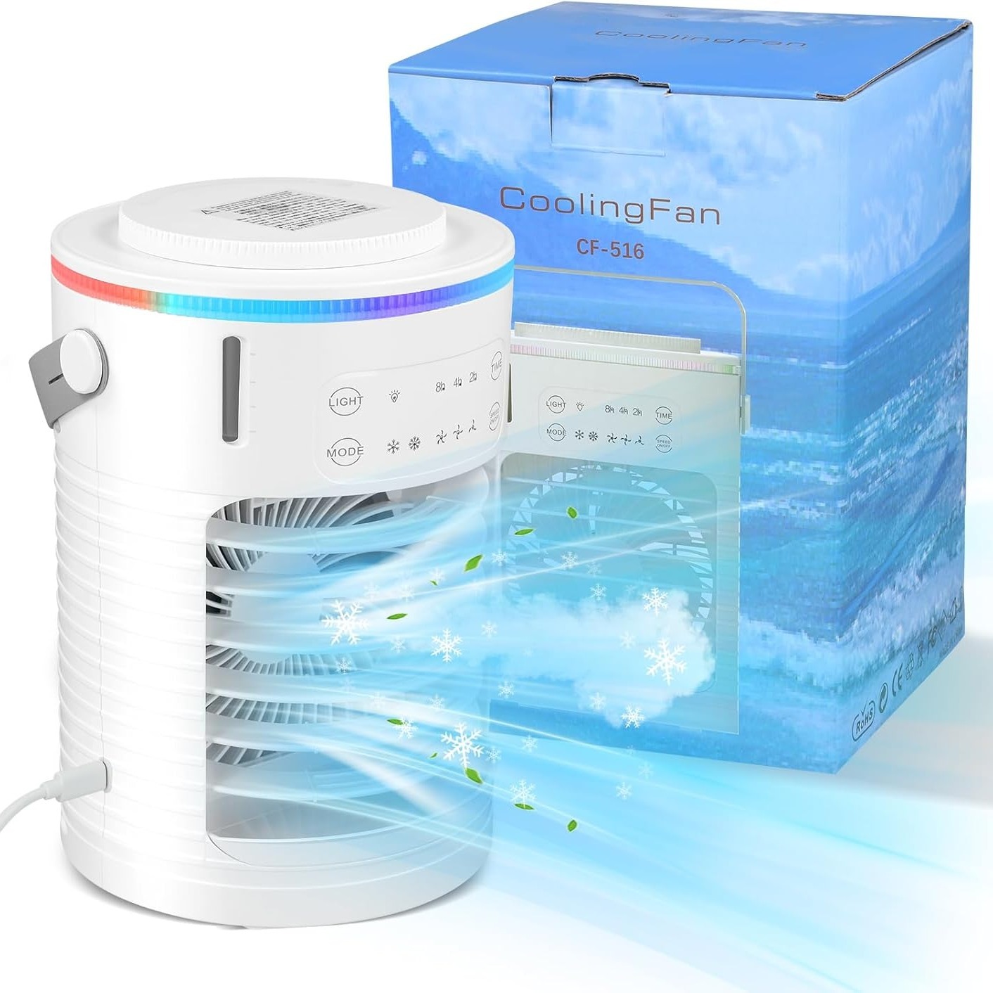 Mini Air Cooler Fan, Portable Air Conditioner, 3-in-1 Evaporative Air ...