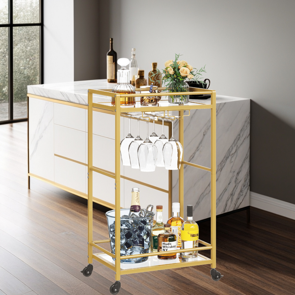Bar Cart On Lockable Wheels, Drink Trolley, Rolling Serving Trolley ...