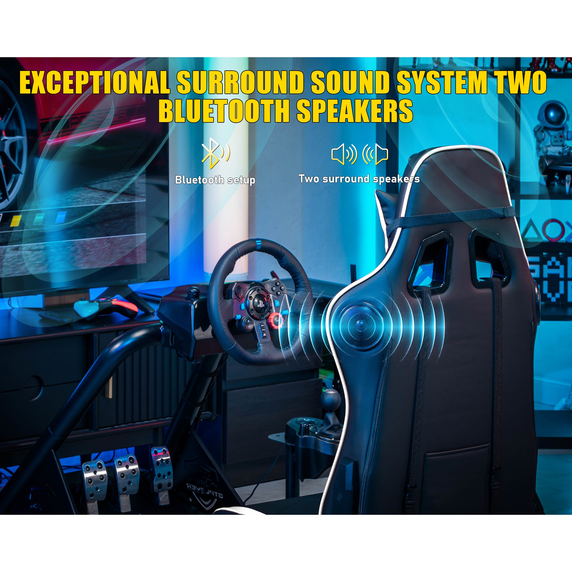 Racing Simulator Cockpit With Seat, Sim Racing Cockpit Multi-function ...