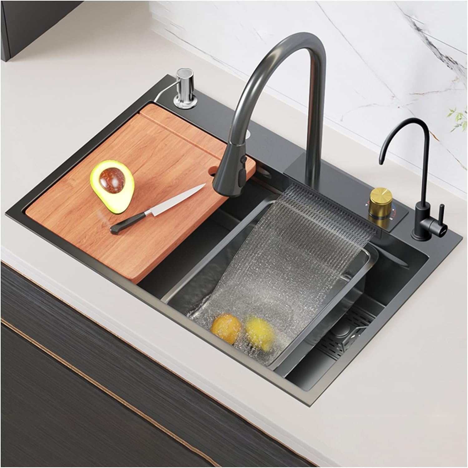 Kitchen Sink, 304 Stainless Steel Waterfall Sink, Home Sink Vegetable ...