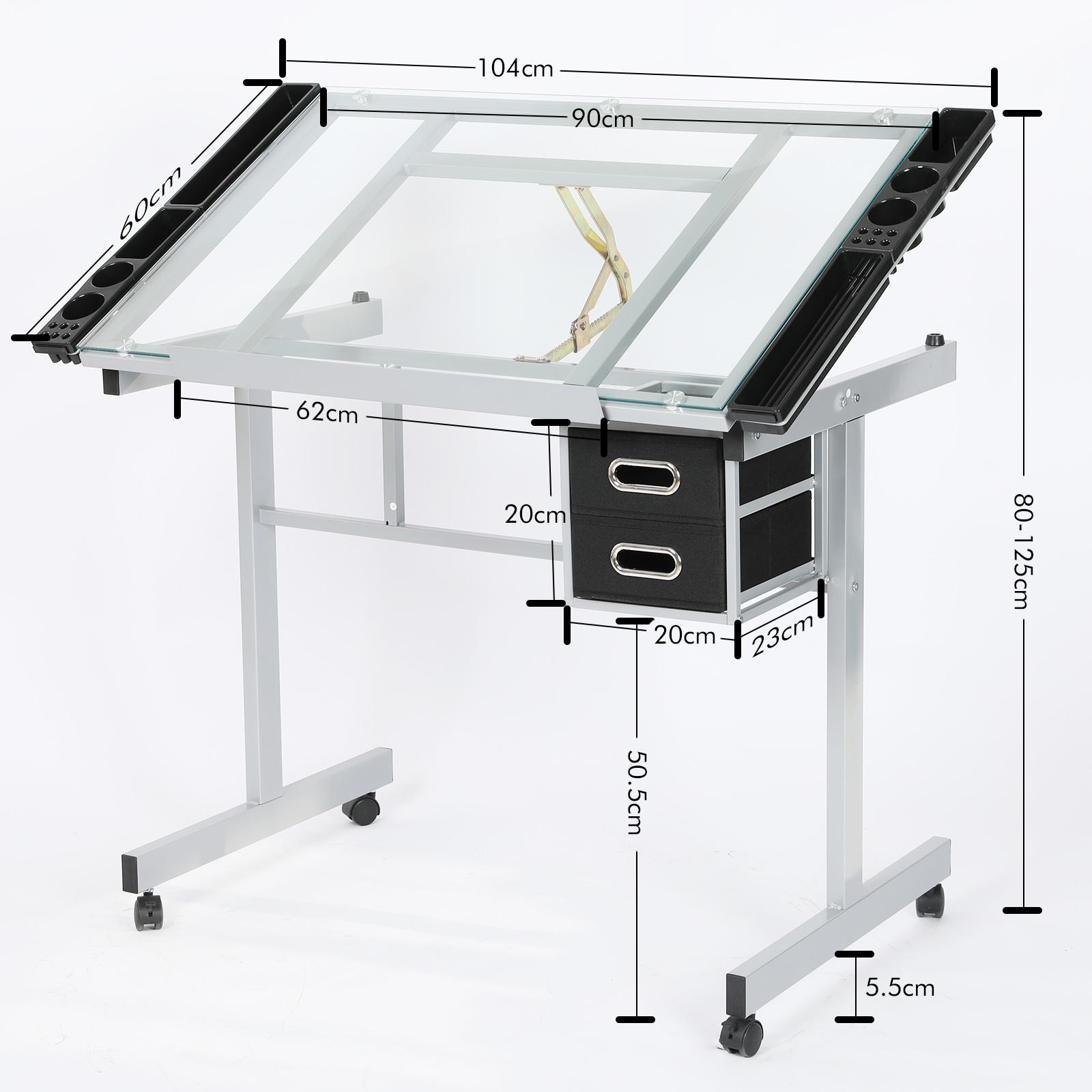 Drafting Table, Height-adjustable Desk With Tilting Table Top ...