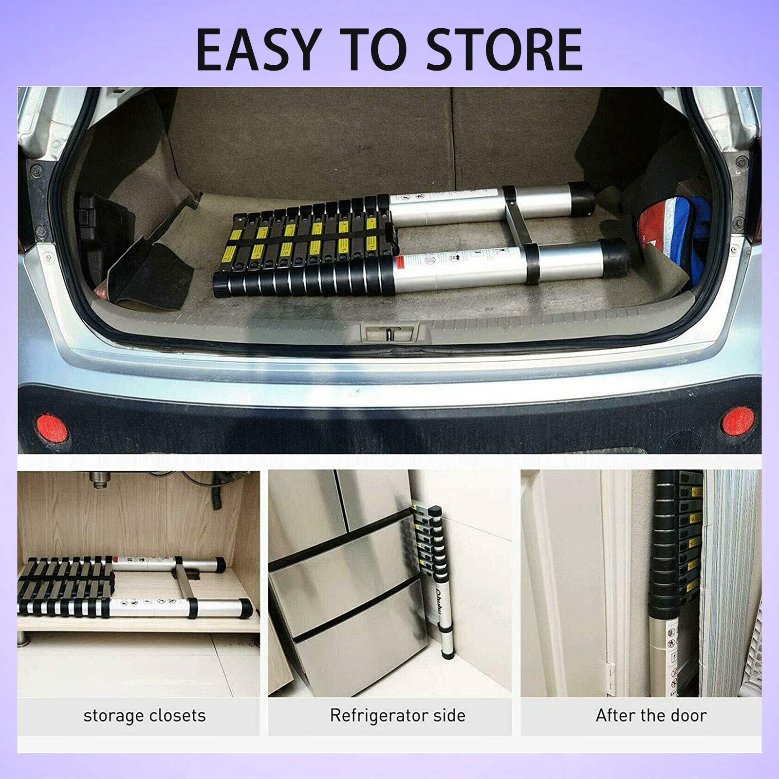 Telescoping Ladder 2.6m/8.5ft Aluminum Collapsible Extension Ladder ...