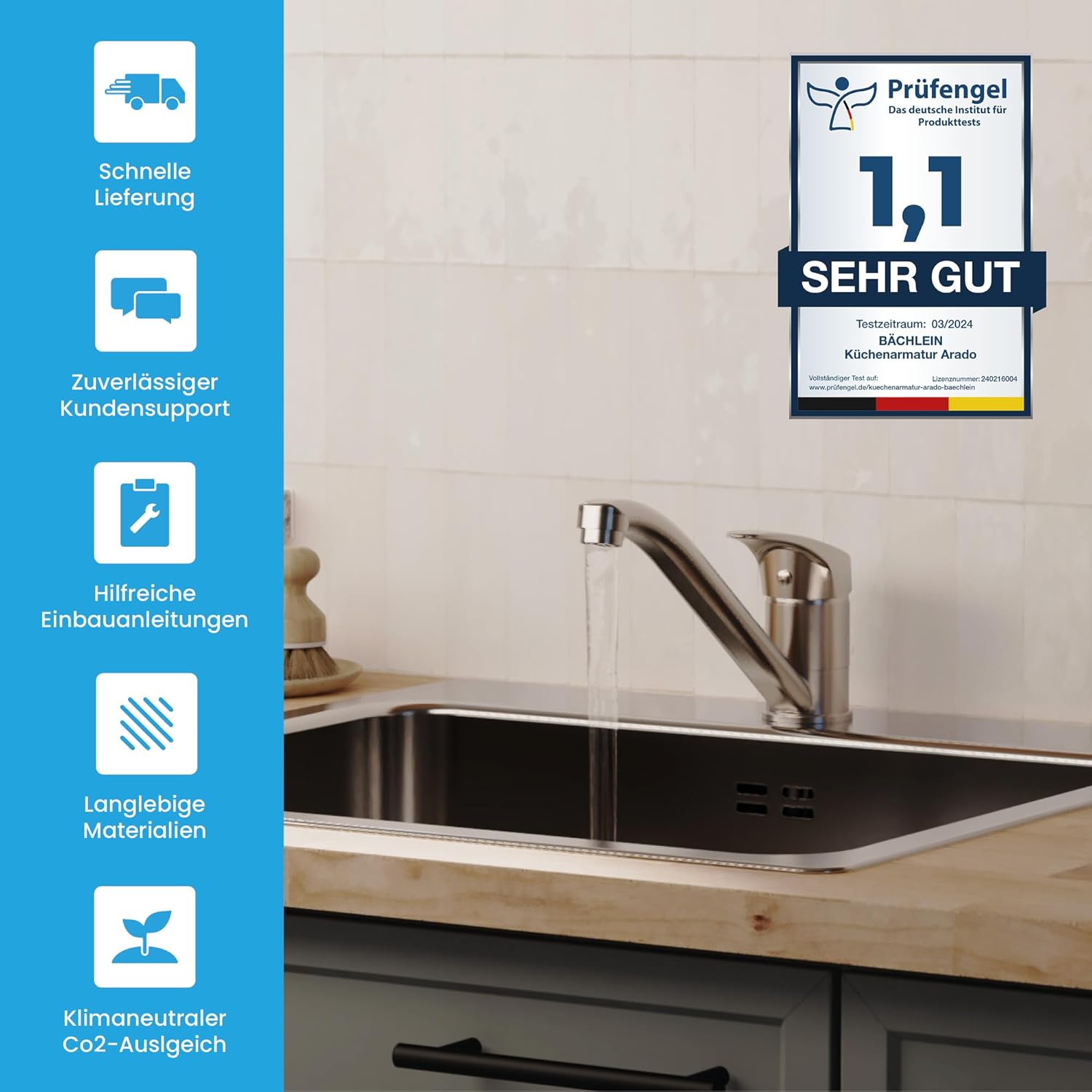 Kitchen Tap - 360 Degree Swivel (chrome) - Single-lever Sink Mixer Tap ...