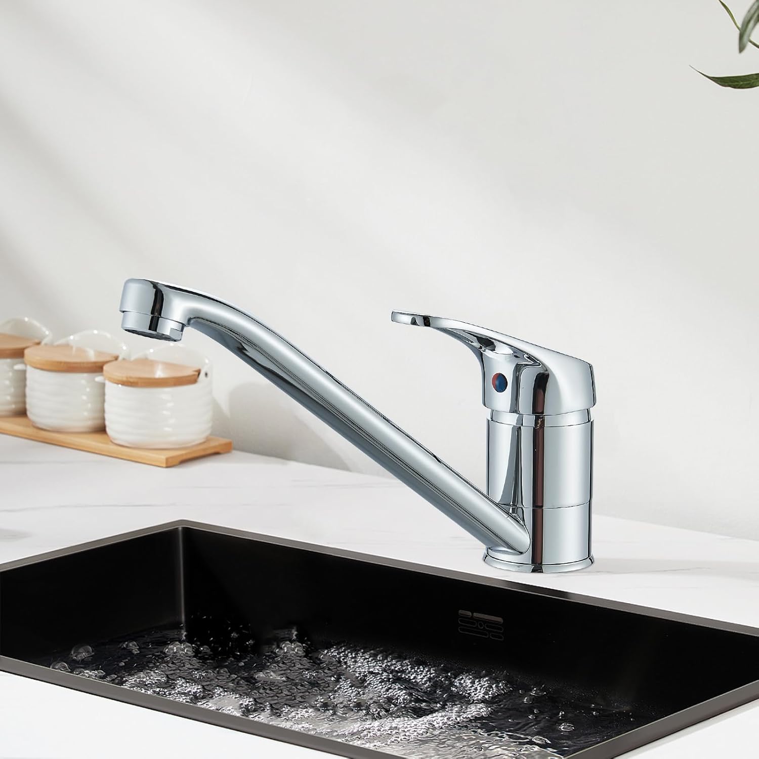 Low Pressure Kitchen Sink Mixer Tap 360 Swivelling Mixer Tap Single ...