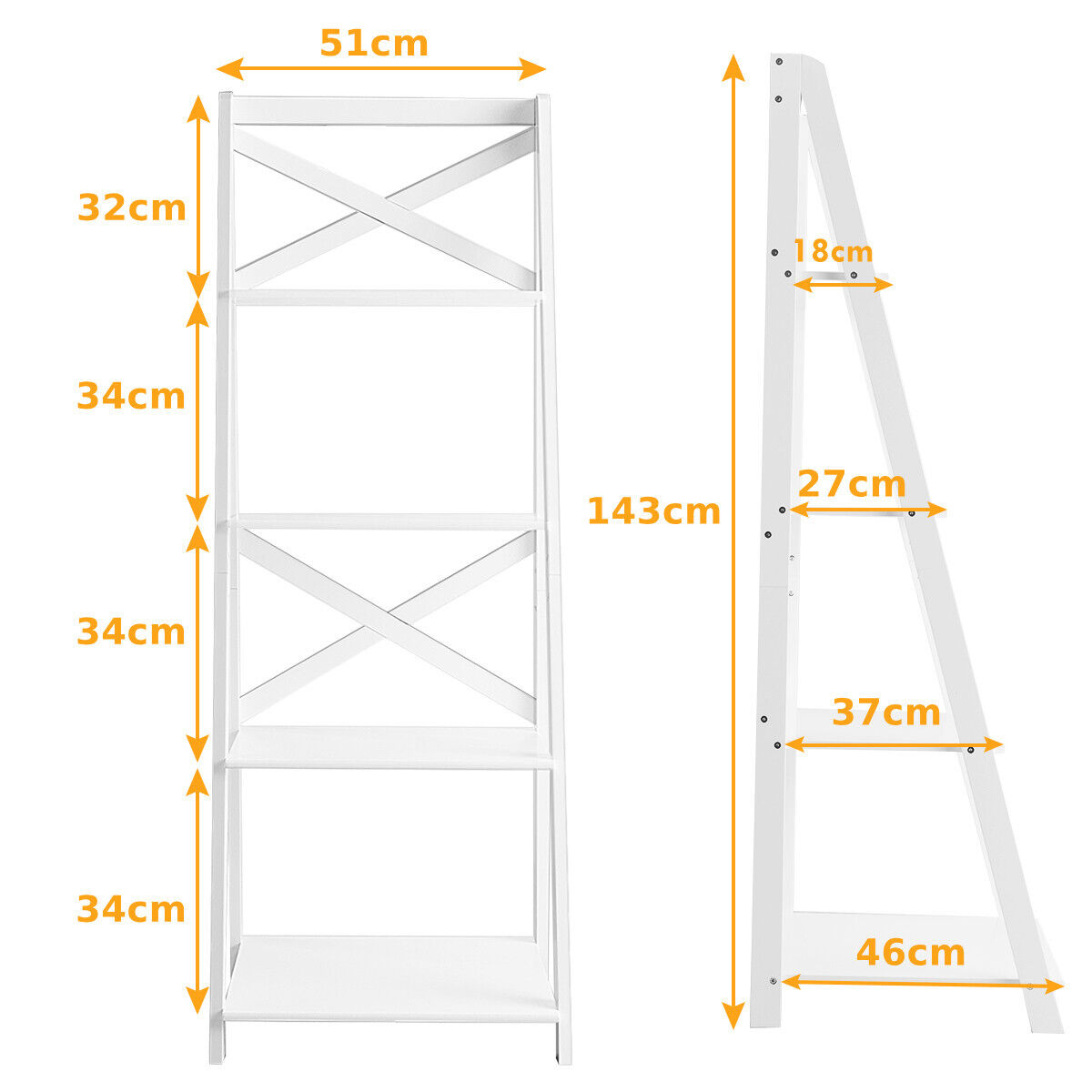 4 Tier Ladder Shelf Multifunctional Bookshelf Book Storage Rack Shelves ...