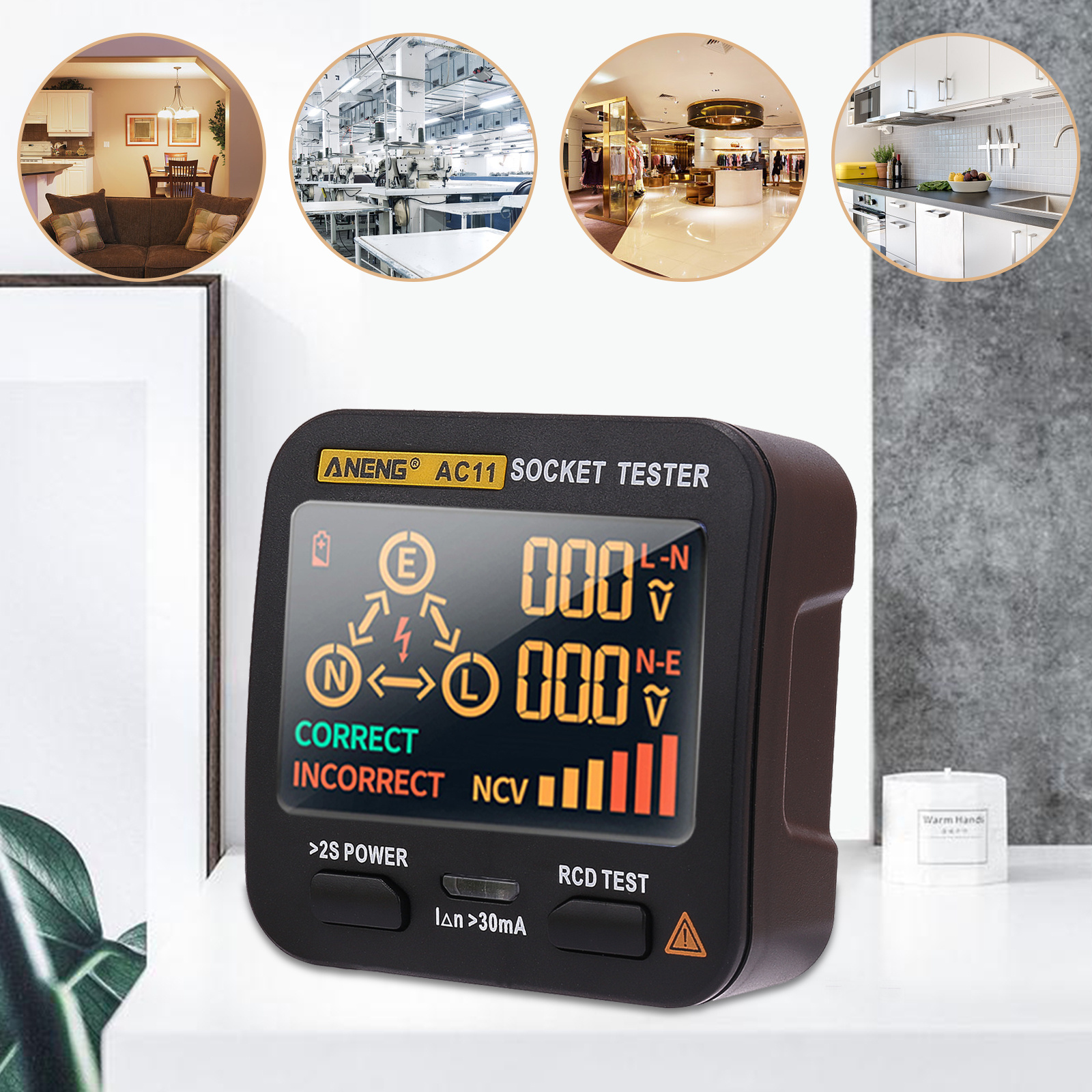 Multifunctional Digital Display Socket Tester Electrician - Temu United