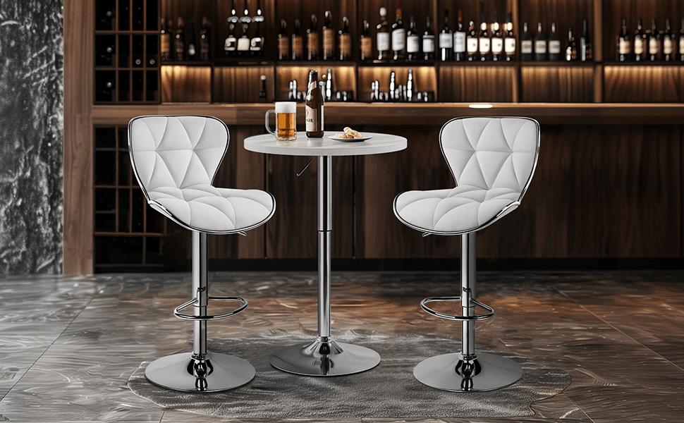 Adjustable Pub Round Table, 70-91 Cm Height Bistro Table With 360 ...