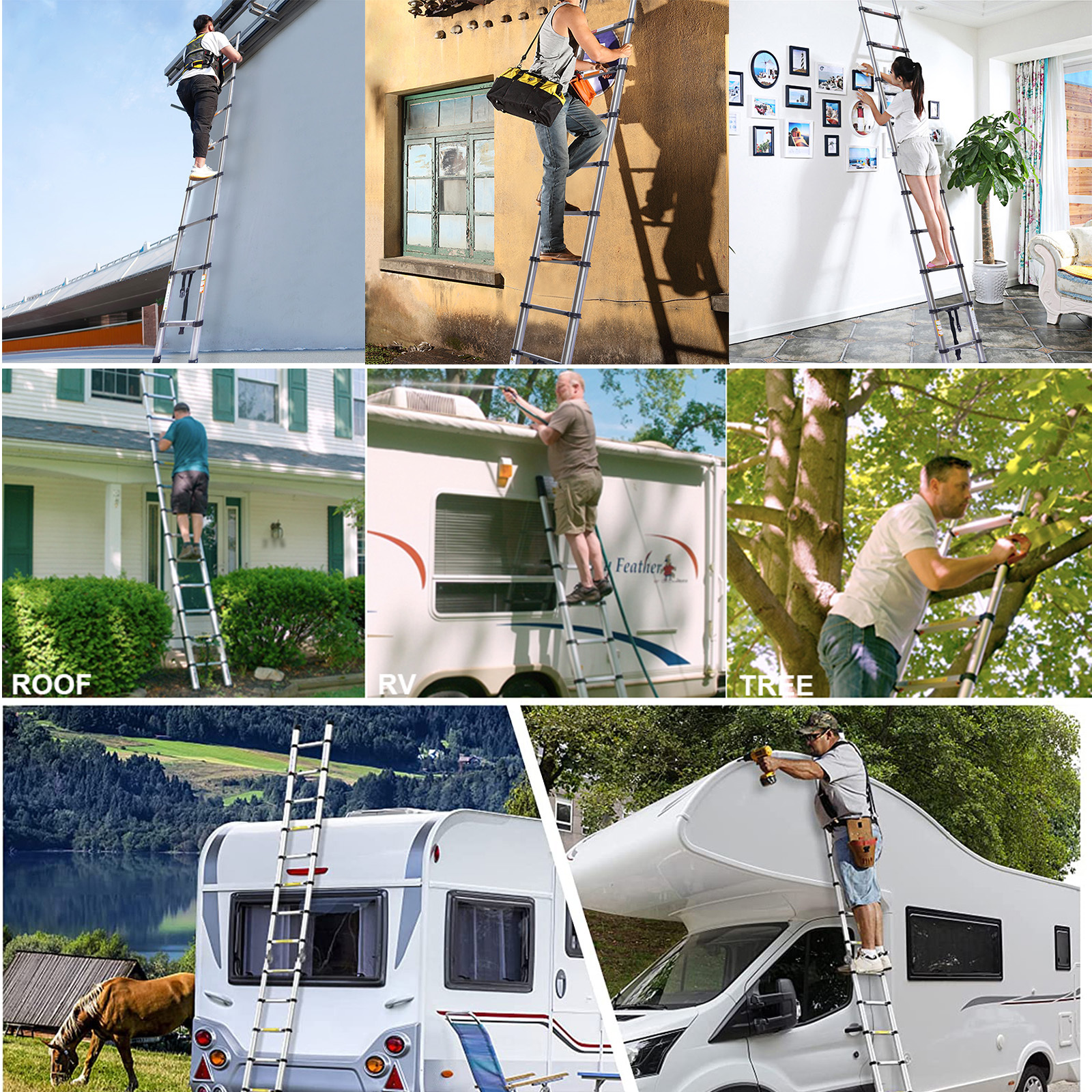 Telescopic Ladder Stainless Steel Extension Ladder - Temu Germany