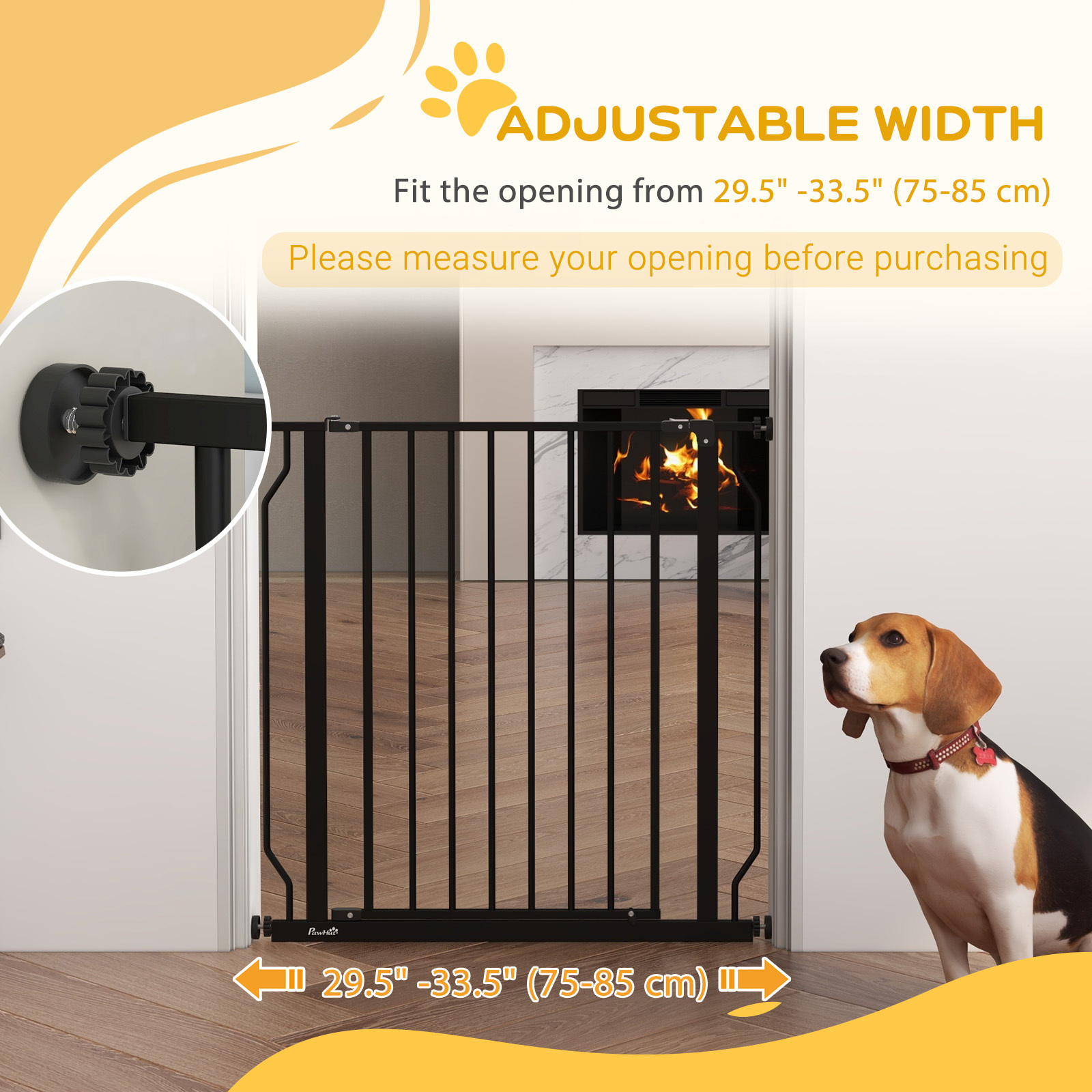Dog Gate Wide Stair Gate W/door Pets Barrier For Doorway, Hallway, 76cm ...