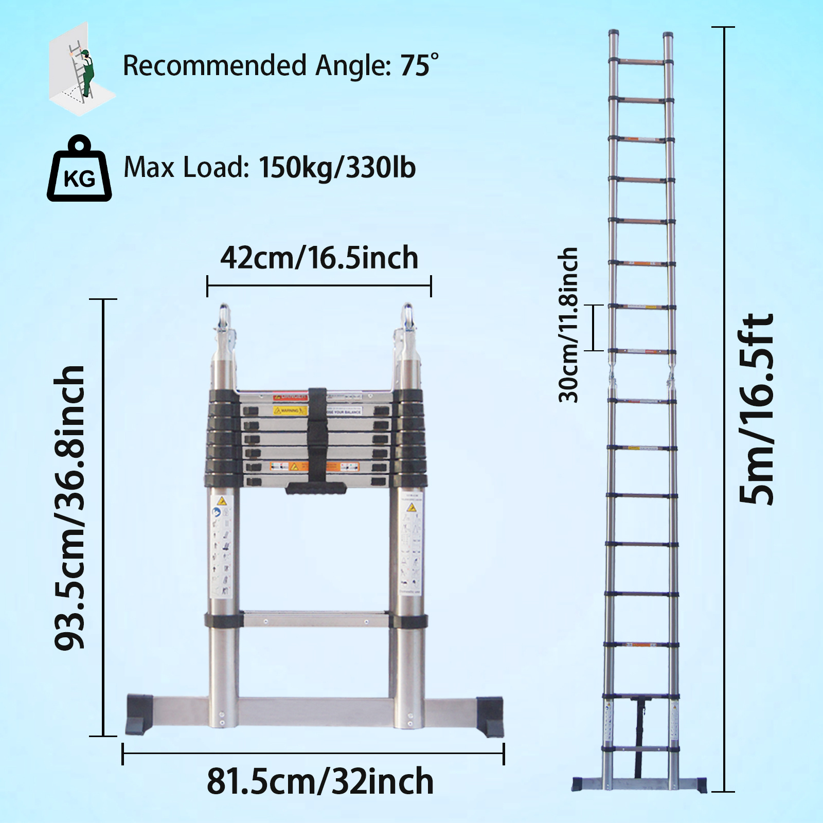 Telescoping Ladder Folding Straight Ladder Newest - Temu United