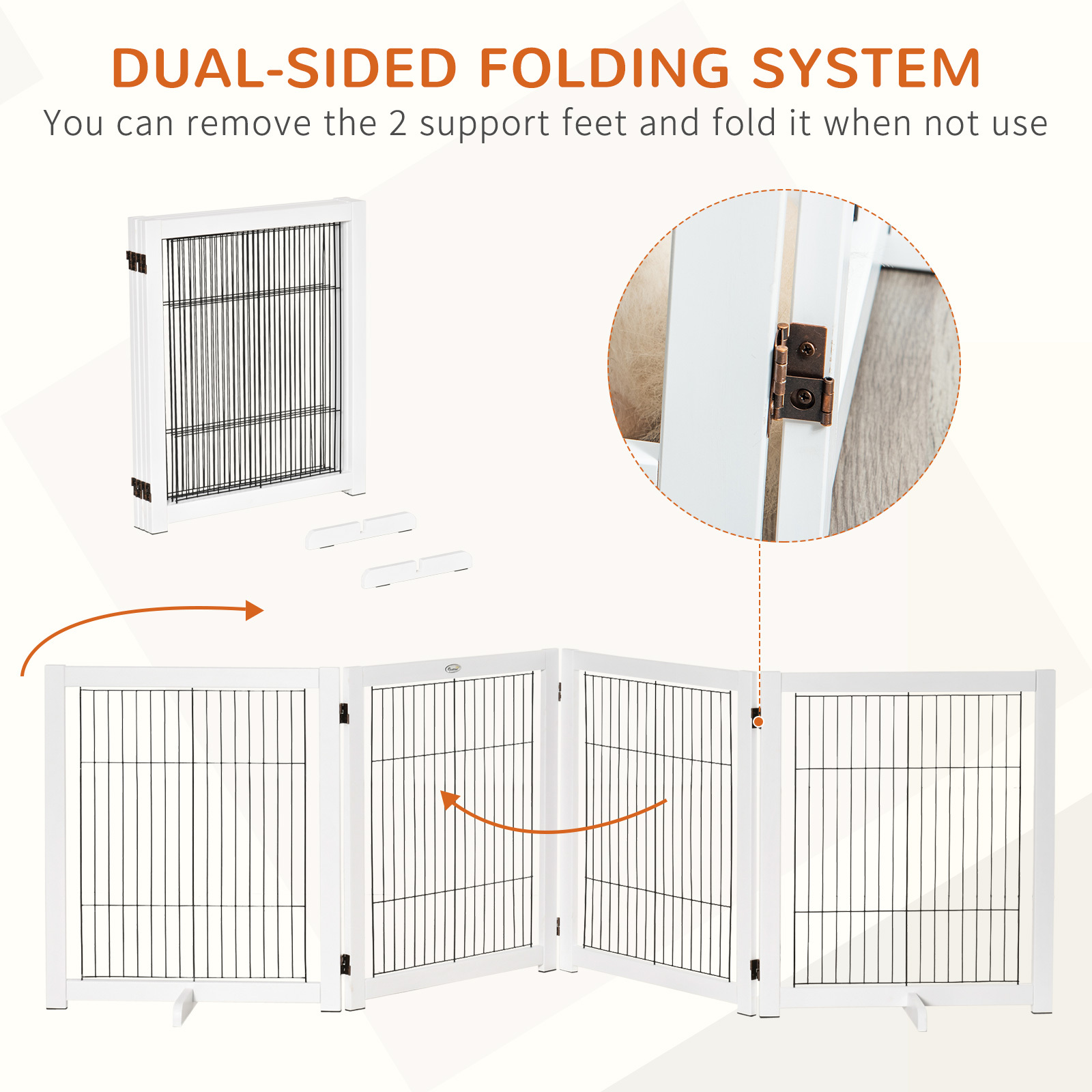 Freestanding Pet Gate Wooden Dog Barrier Foldable - Temu United