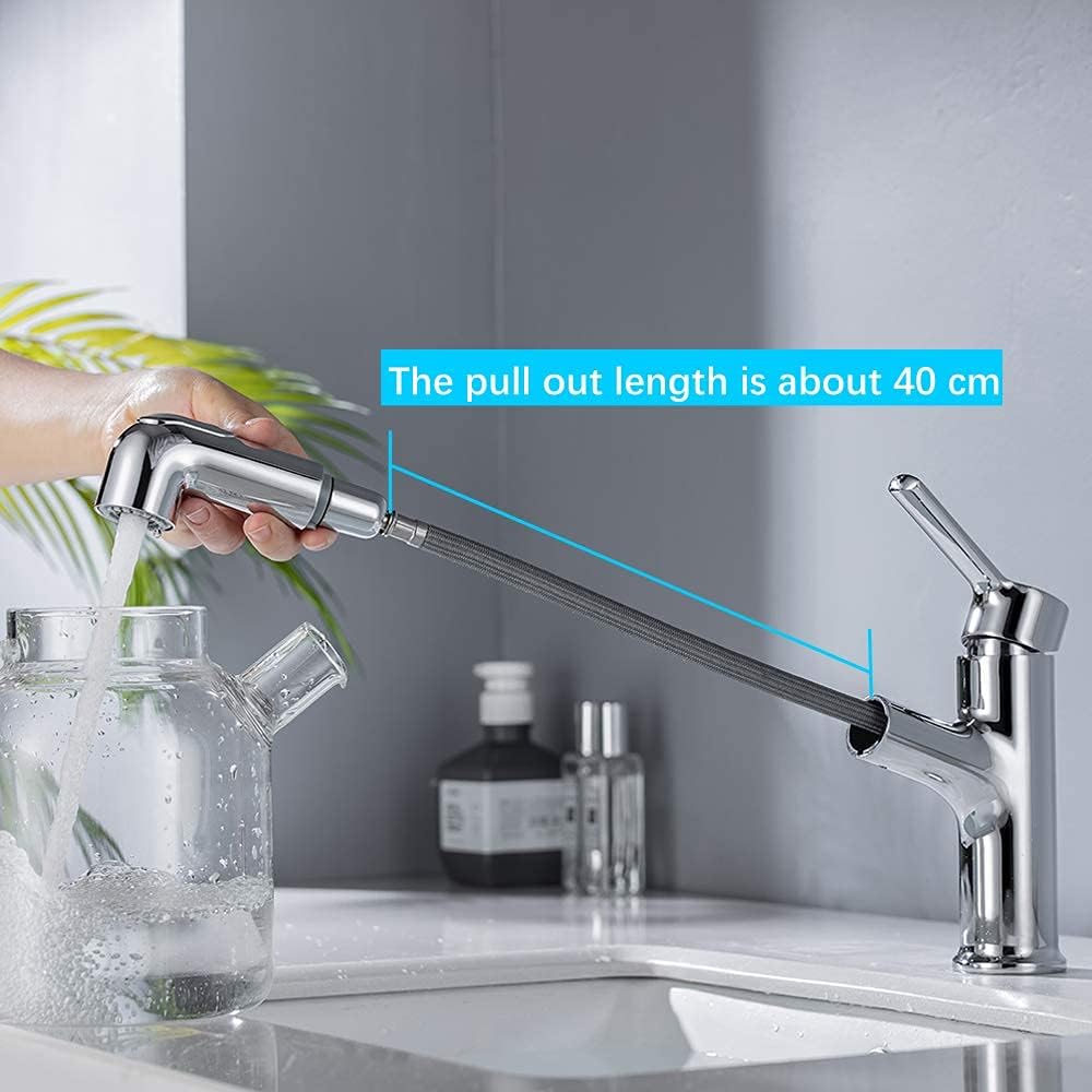 Bathroom Tap With Pull-out Shower, Brass Single Lever Mixer Tap For ...