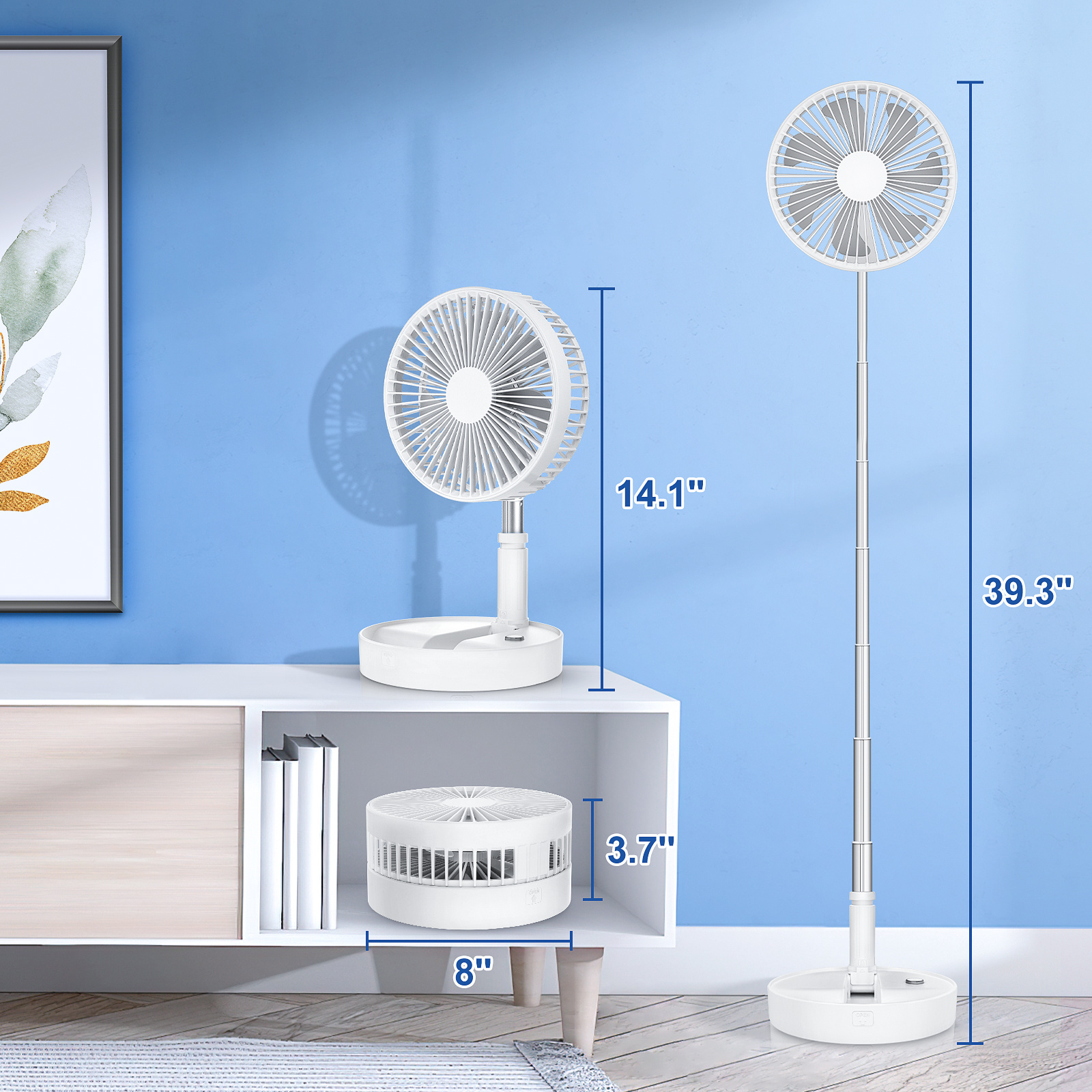 Portable Standing Fan Remote Control P9s Foldable Pedestal - Temu United