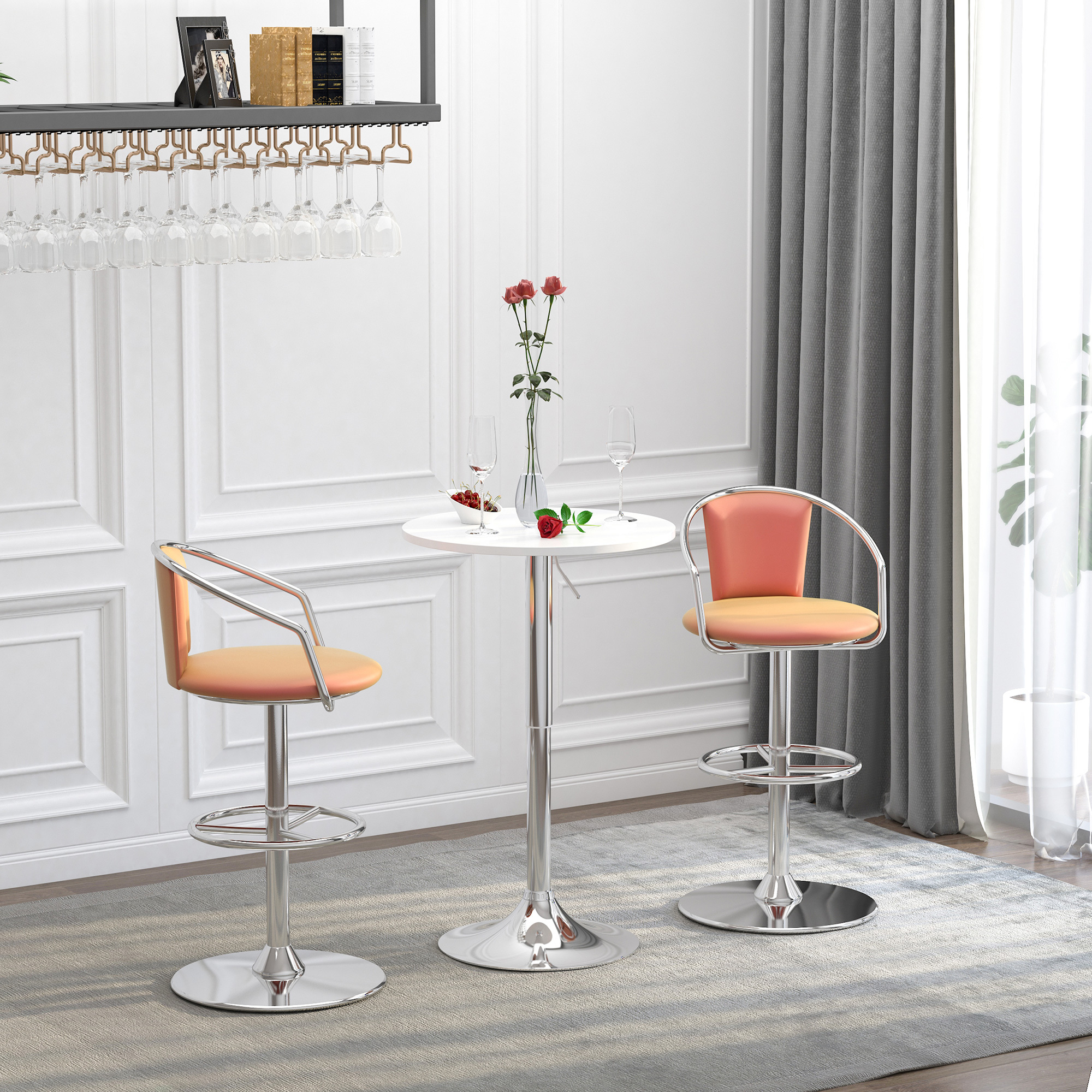 Bar Table Adjustable Height Round Bistro Table W/ Swivel Top - Temu ...