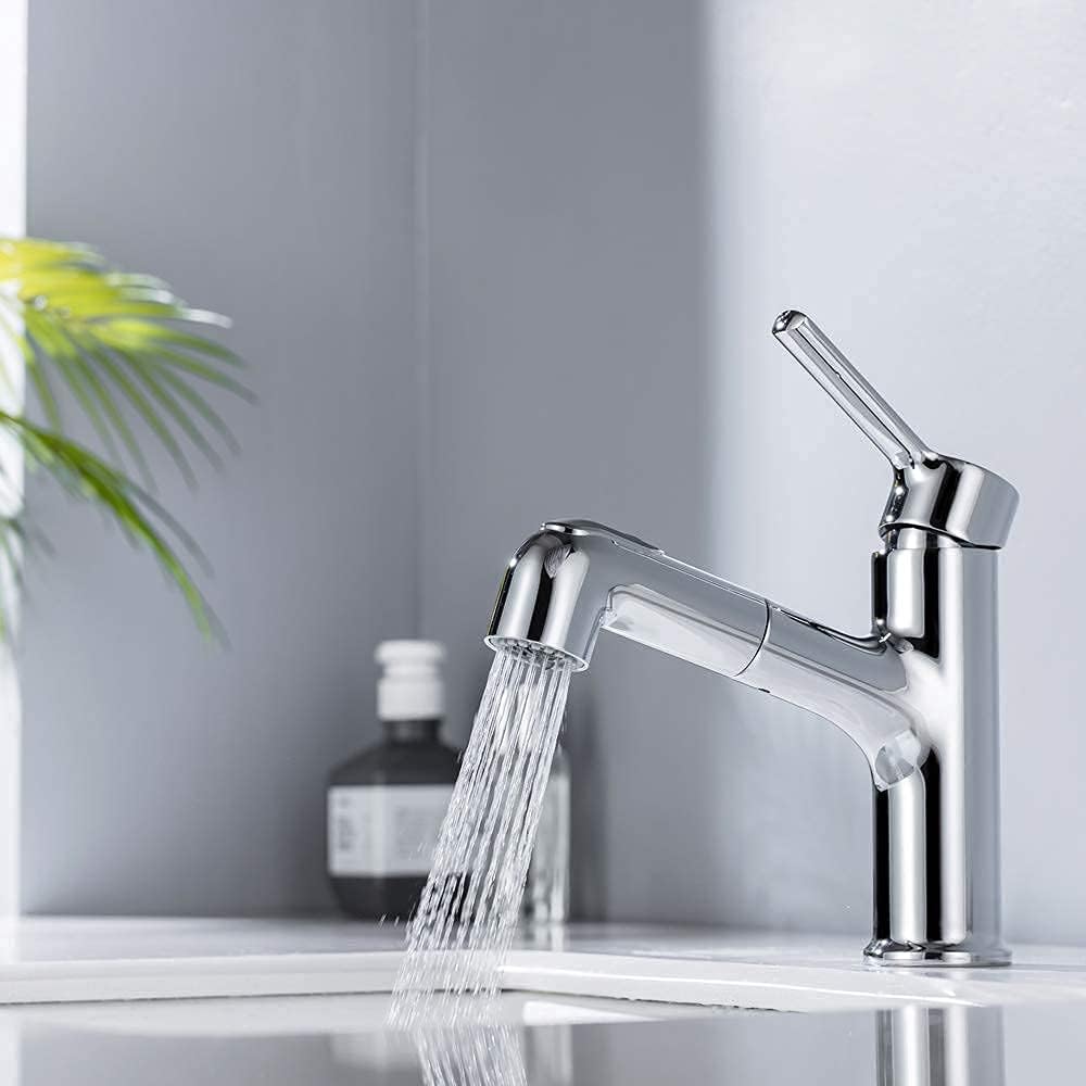 Bathroom Tap With Pull-out Shower, Brass Single Lever Mixer Tap For ...