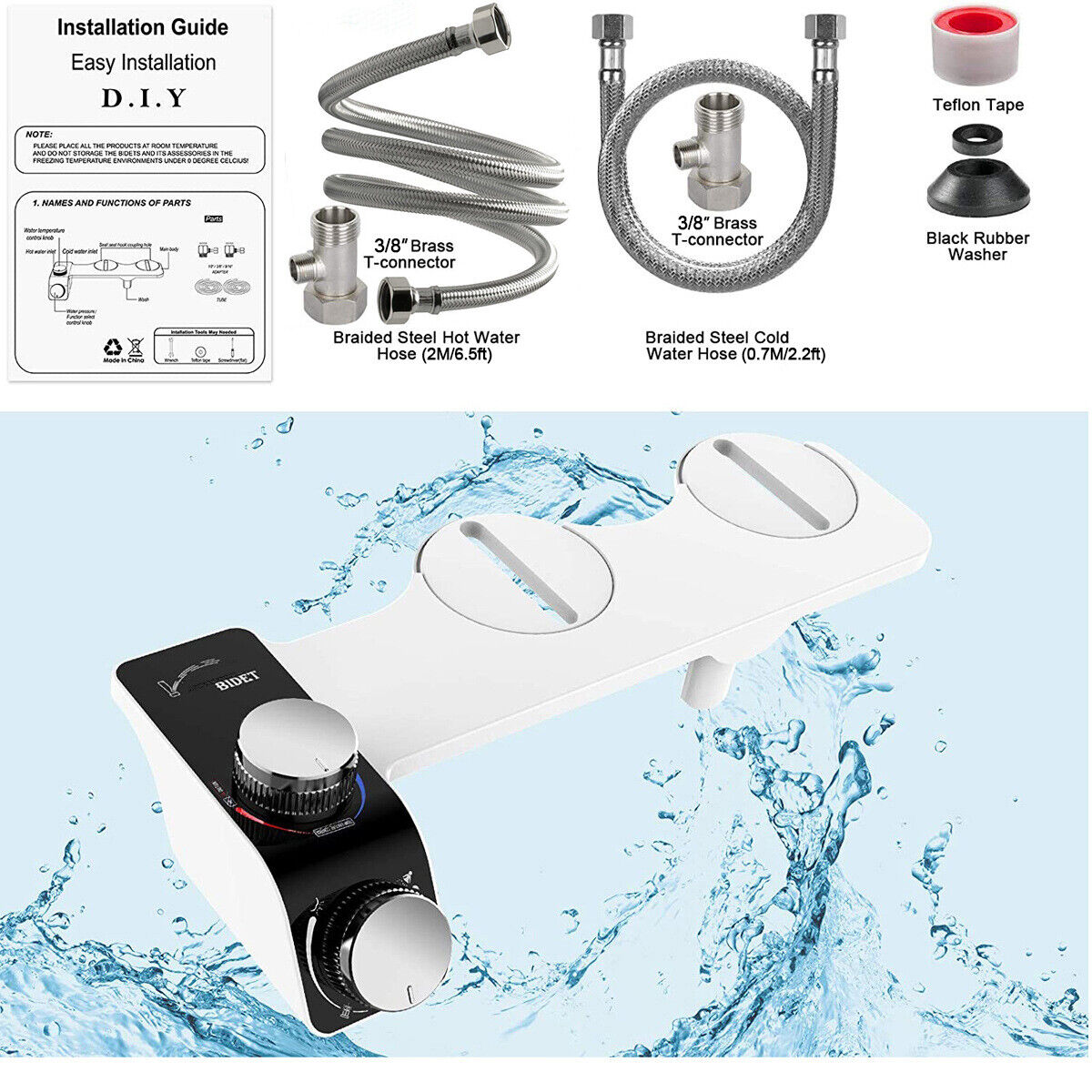 Toilet Seat Attachment Hot And Cold Dual Nozzles Self Cleaning Bidet ...