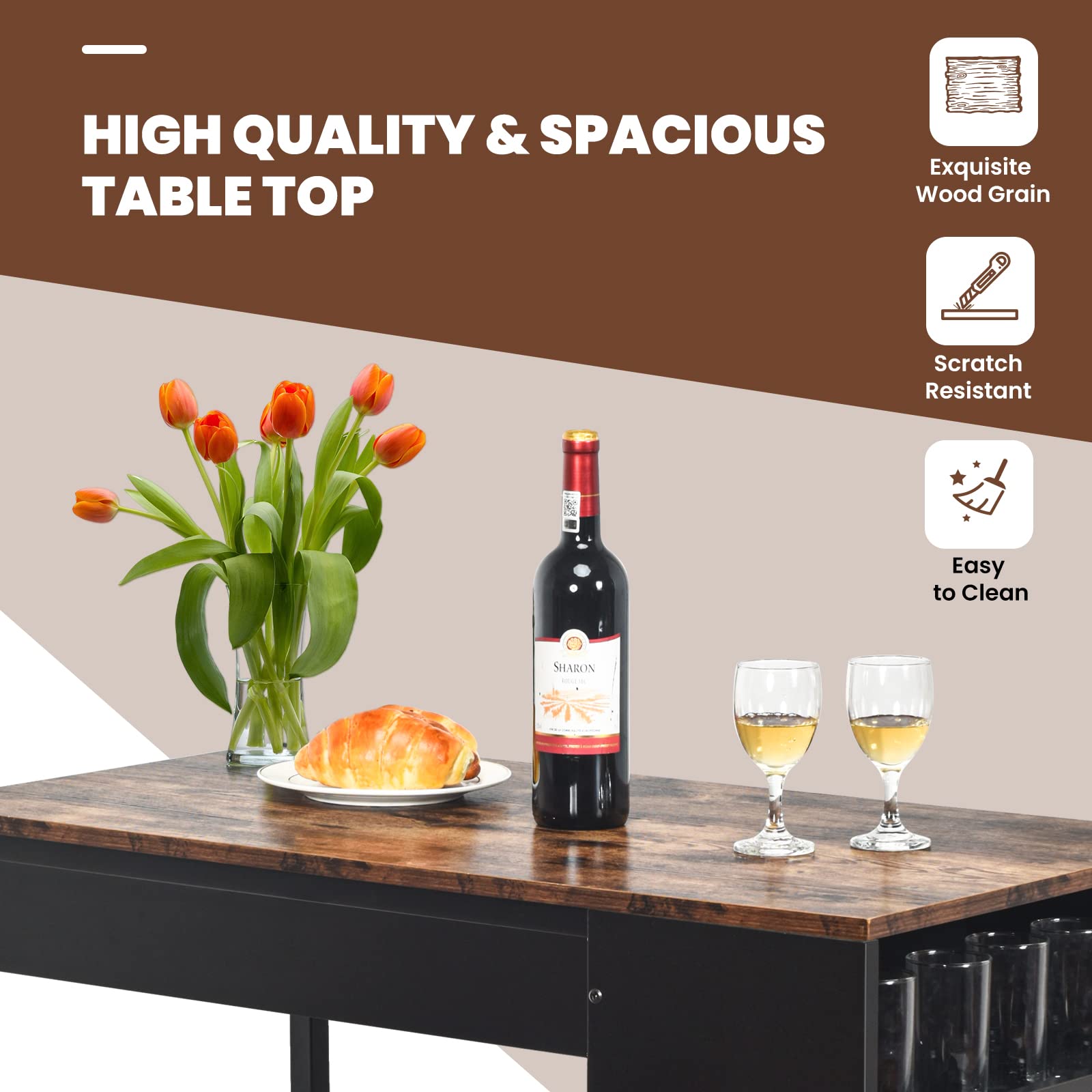 Bar Table Set Dining Table 2 Stools/chairs 3 - Temu United