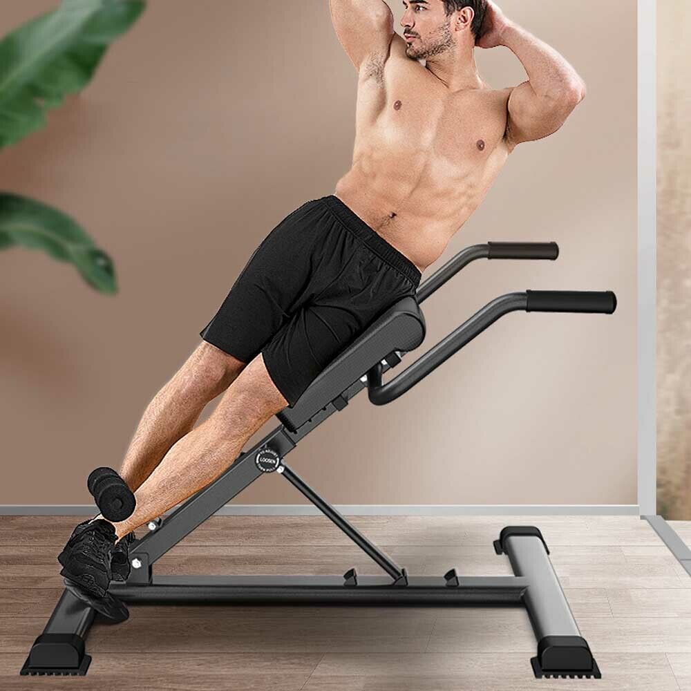 6in1 Ab Workout Equipment Adjustable Roman Chair Back Bench Health Fit ...